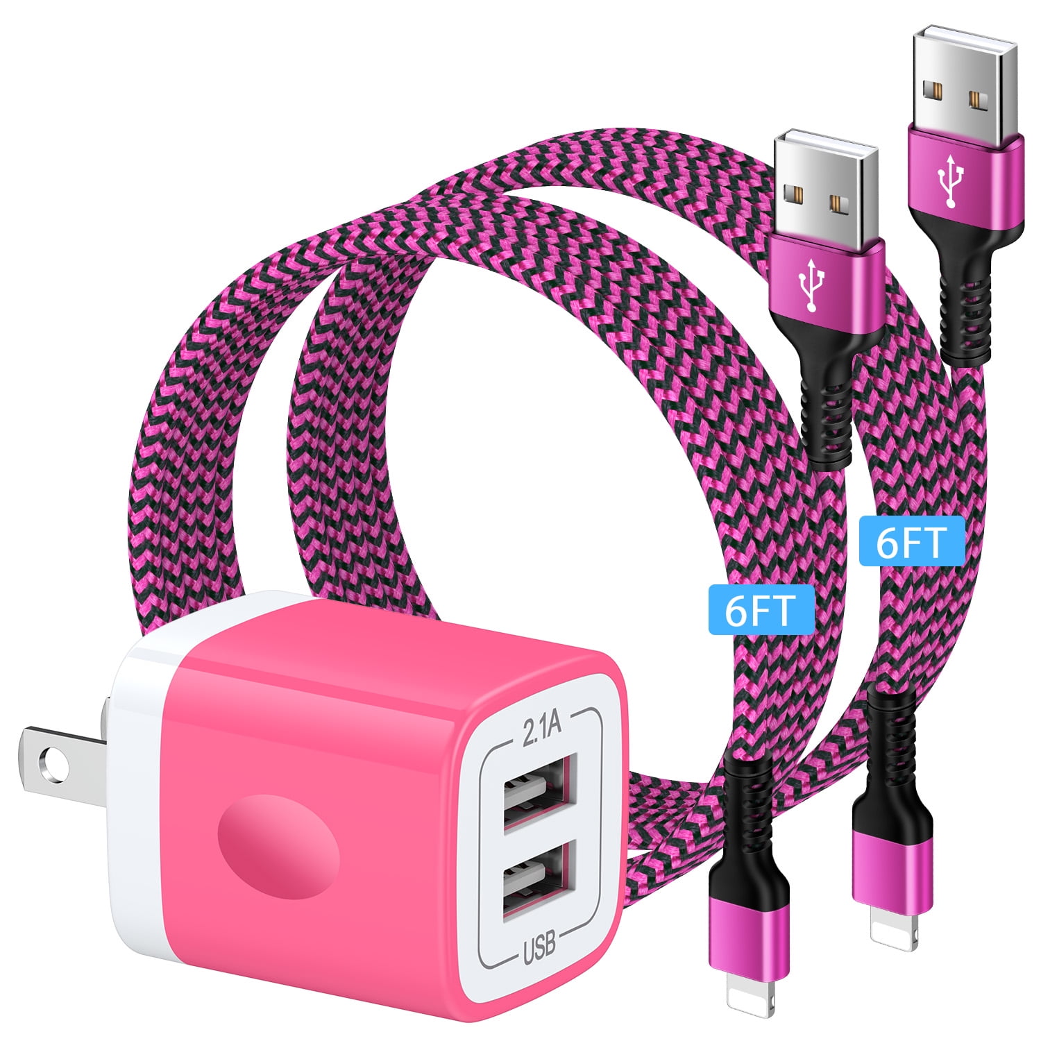 GAEF USB Charger Block,Dual Port Wall Charger Plug Box W/ 2pack USB ...