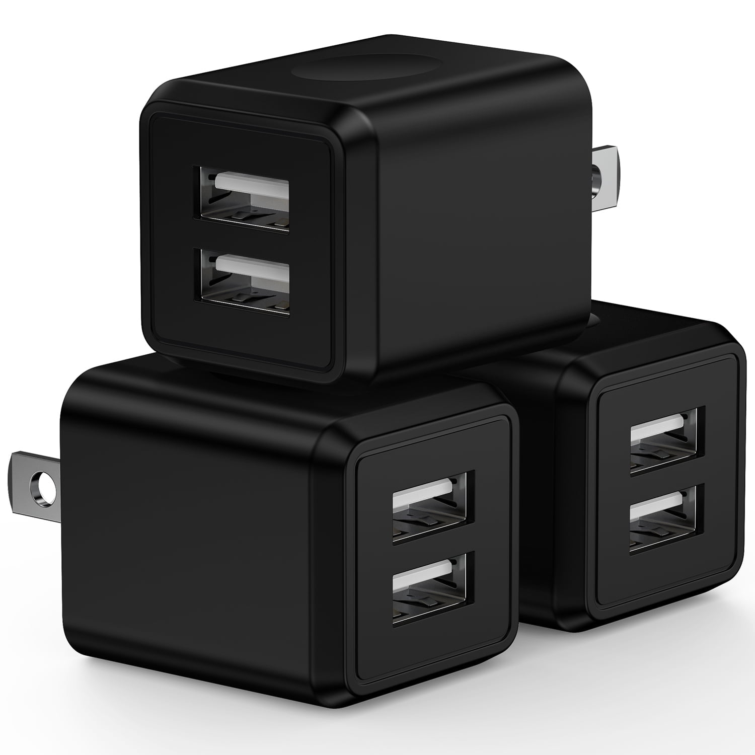 AndHot 3 Pack USB Charger Block, 2.1A Dual Port Wall Charger Adapter ...