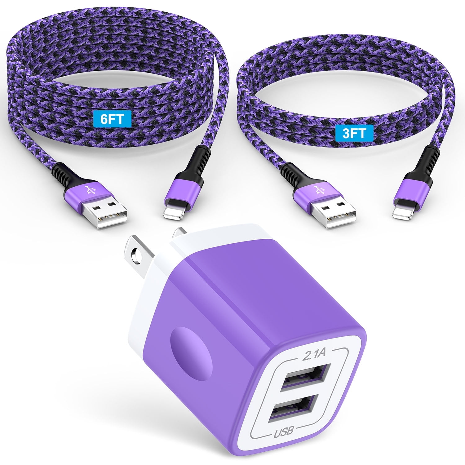 GAEF USB Wall Charger Block Compatible for iPhone, Dual Port USB ...