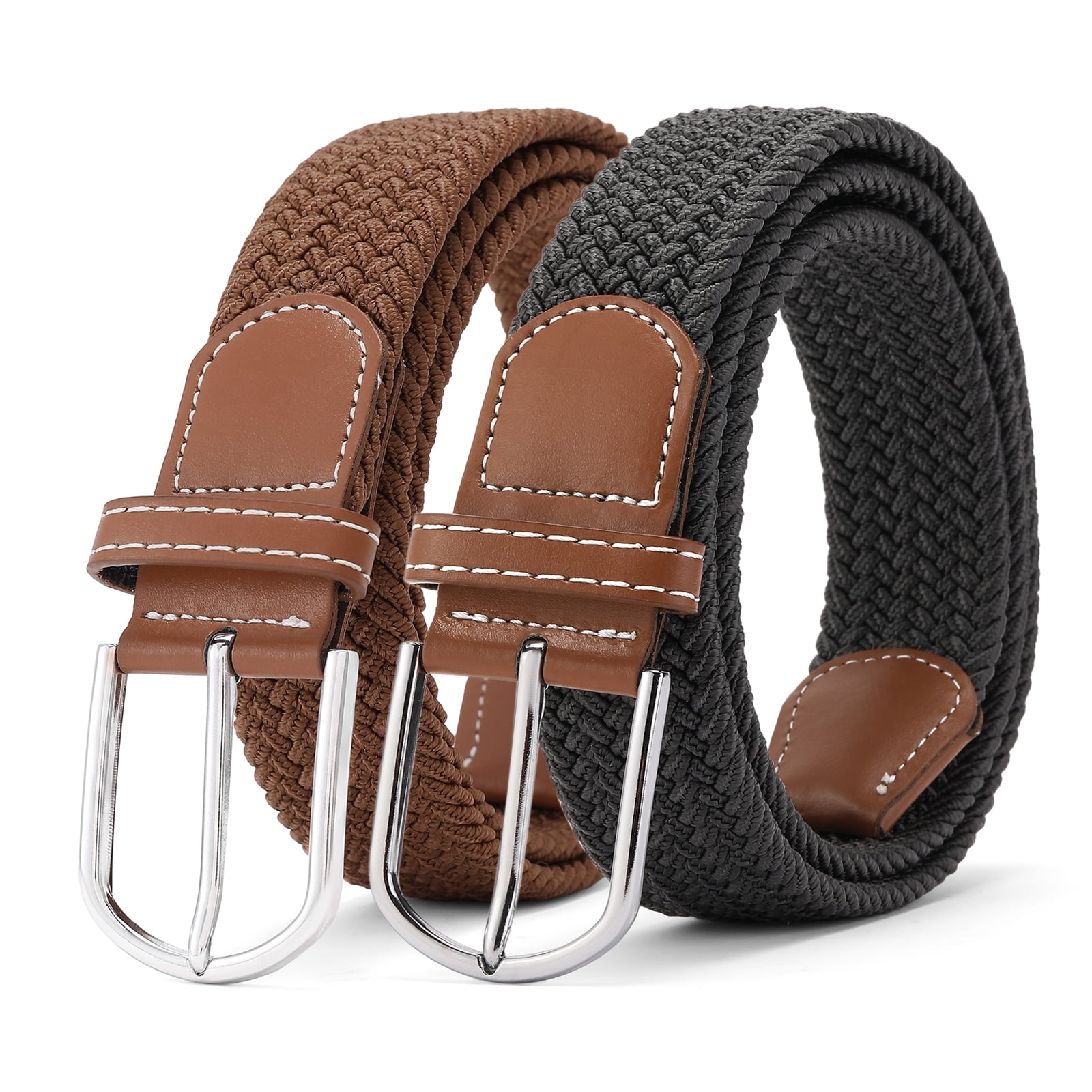 GAEKEAO 2 Pack Elastic Braided Belt for Men1 3/8" Stretch Belt for ...