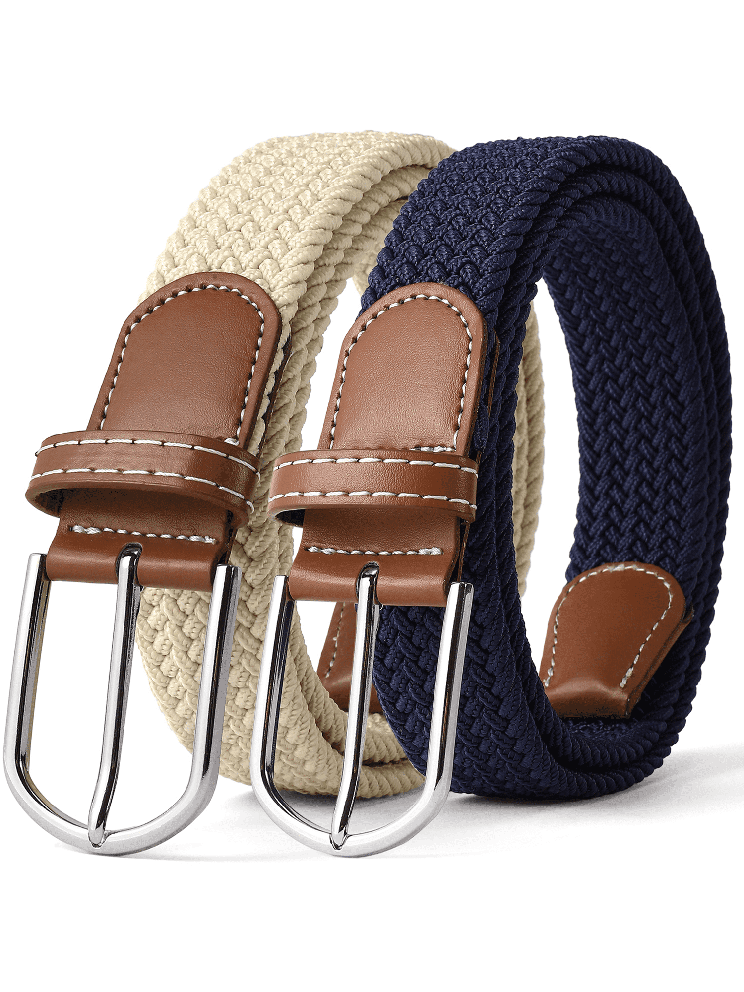 GAEKEAO Belt for Men 2 Pack Elastic Braided 1 3/8" Stretch Men Belts ...