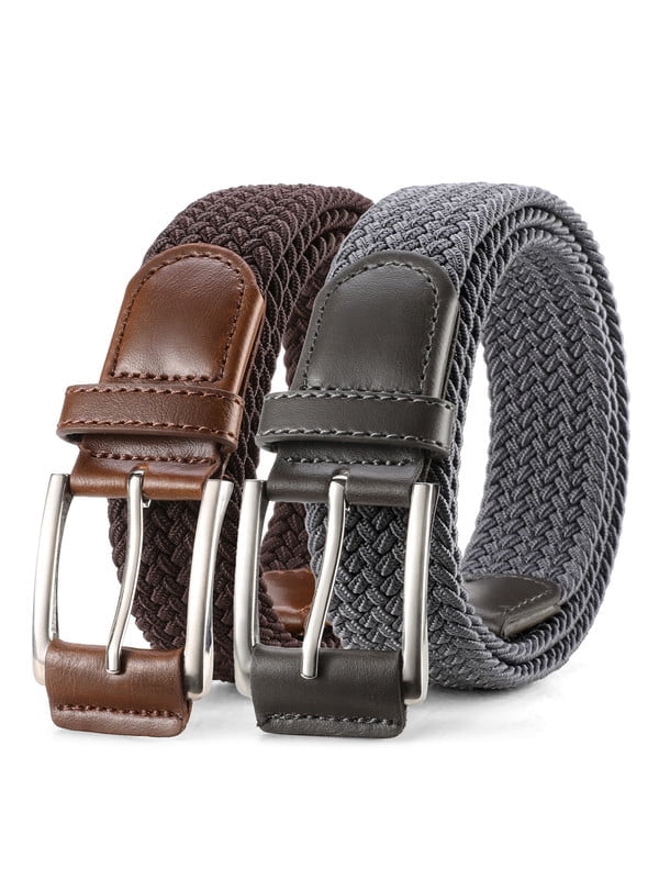GAEKEAO Belt for Men 2 Pack Elastic Braided 1 3/8" Stretch Men Belts ...