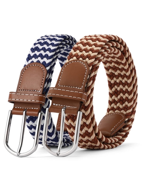 GAEKEAO Belt for Men 2 Pack Elastic Braided 1 3/8" Stretch Men Belts ...