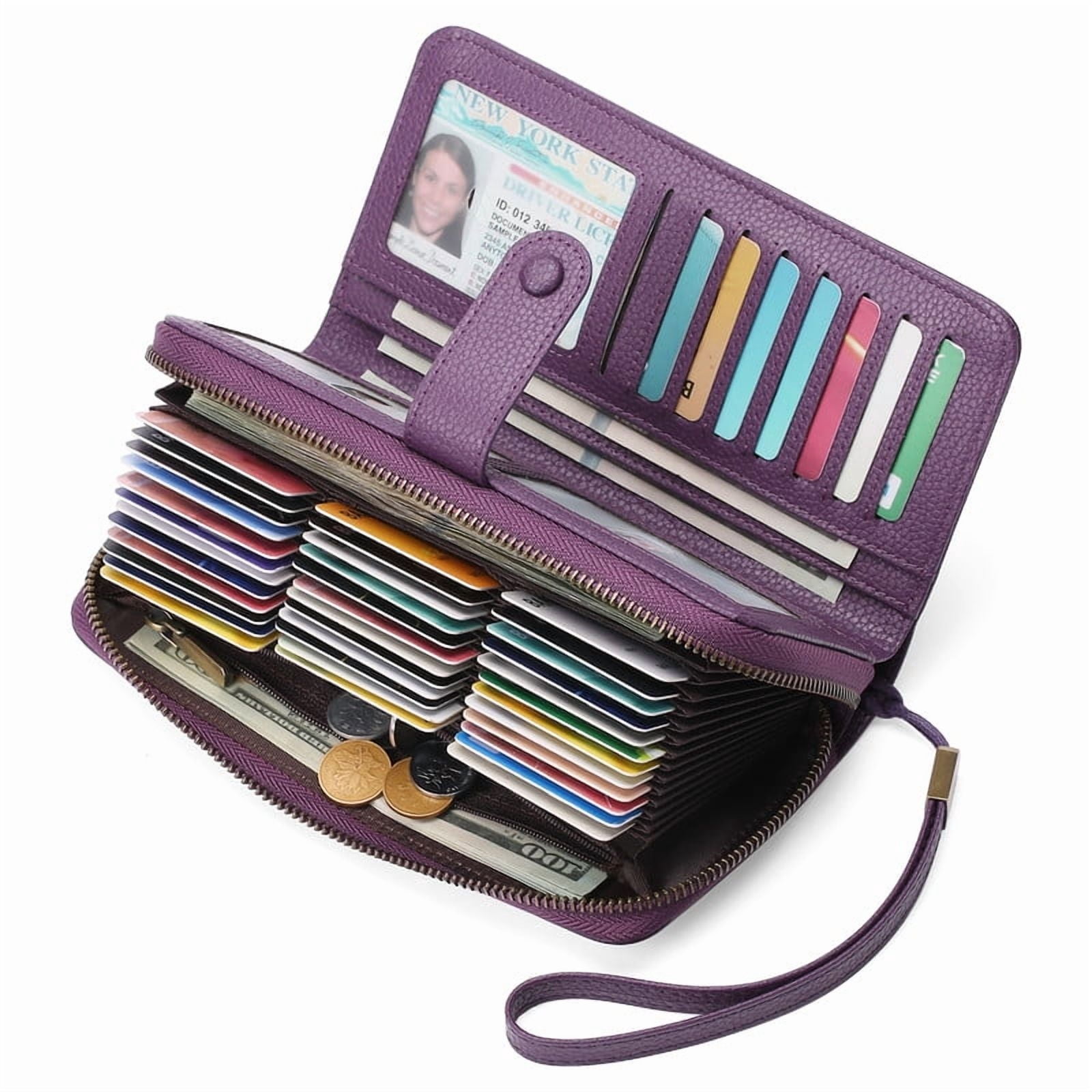 GAEKEAO Leather Credit Card Holder Wallet, 45 Slots, RFID Blocking ...