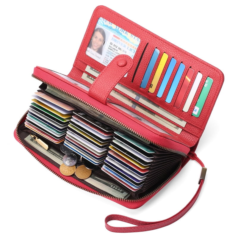 GAEKEAO Leather Credit Card Holder Wallet for Women RFID Blocking Large ...