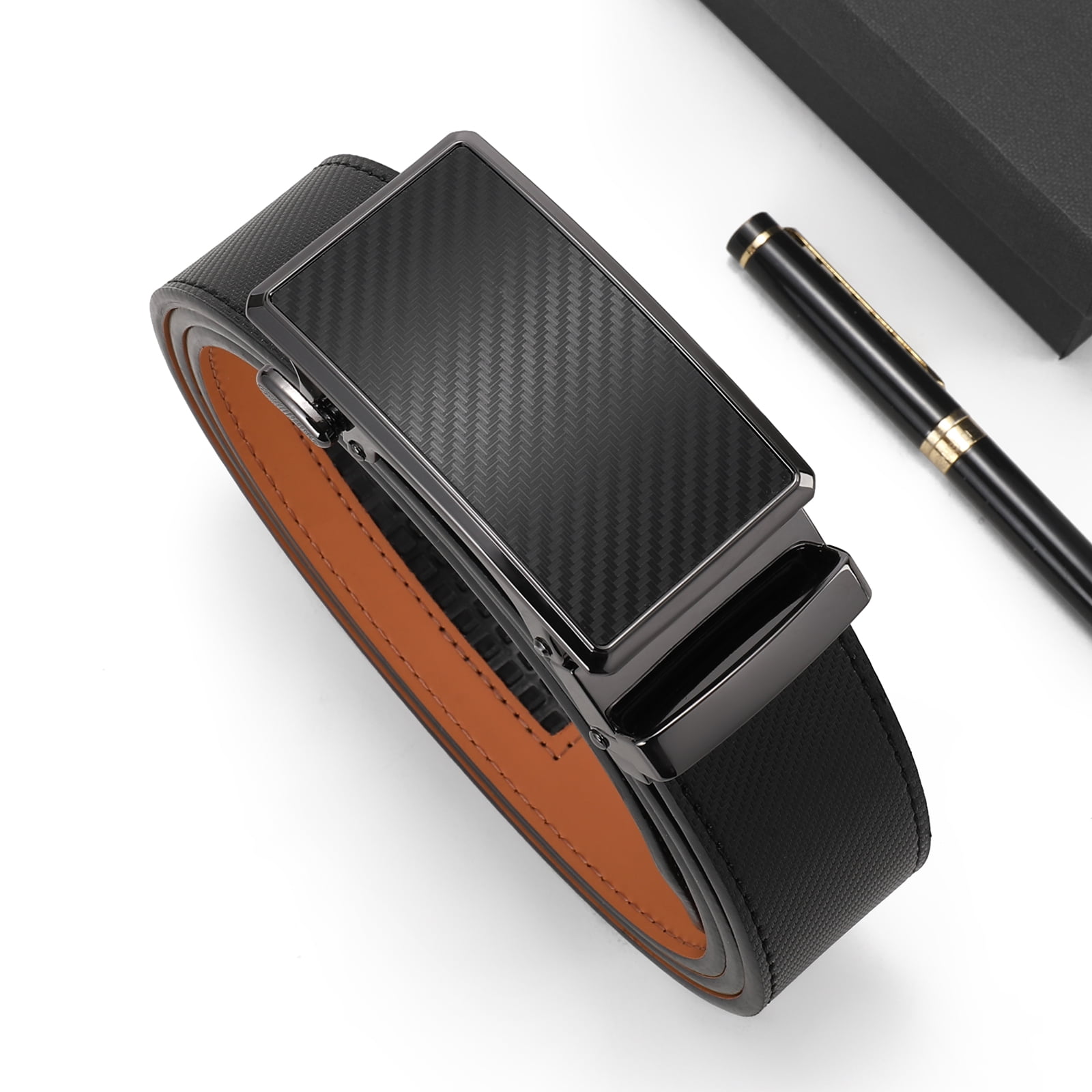 GAEKEAO Leather Ratchet Belt for Men Automatic Adjustable Click Buckle ...