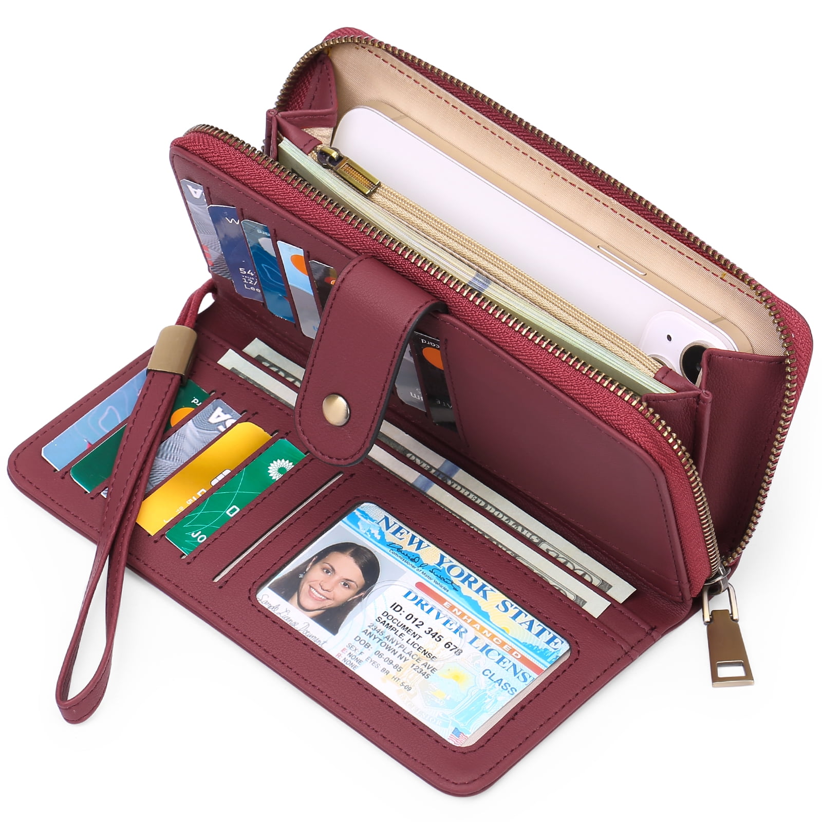 GAEKEAO Wallet for Women Clutch RFID Blocking Leather Wristlet Purse ...