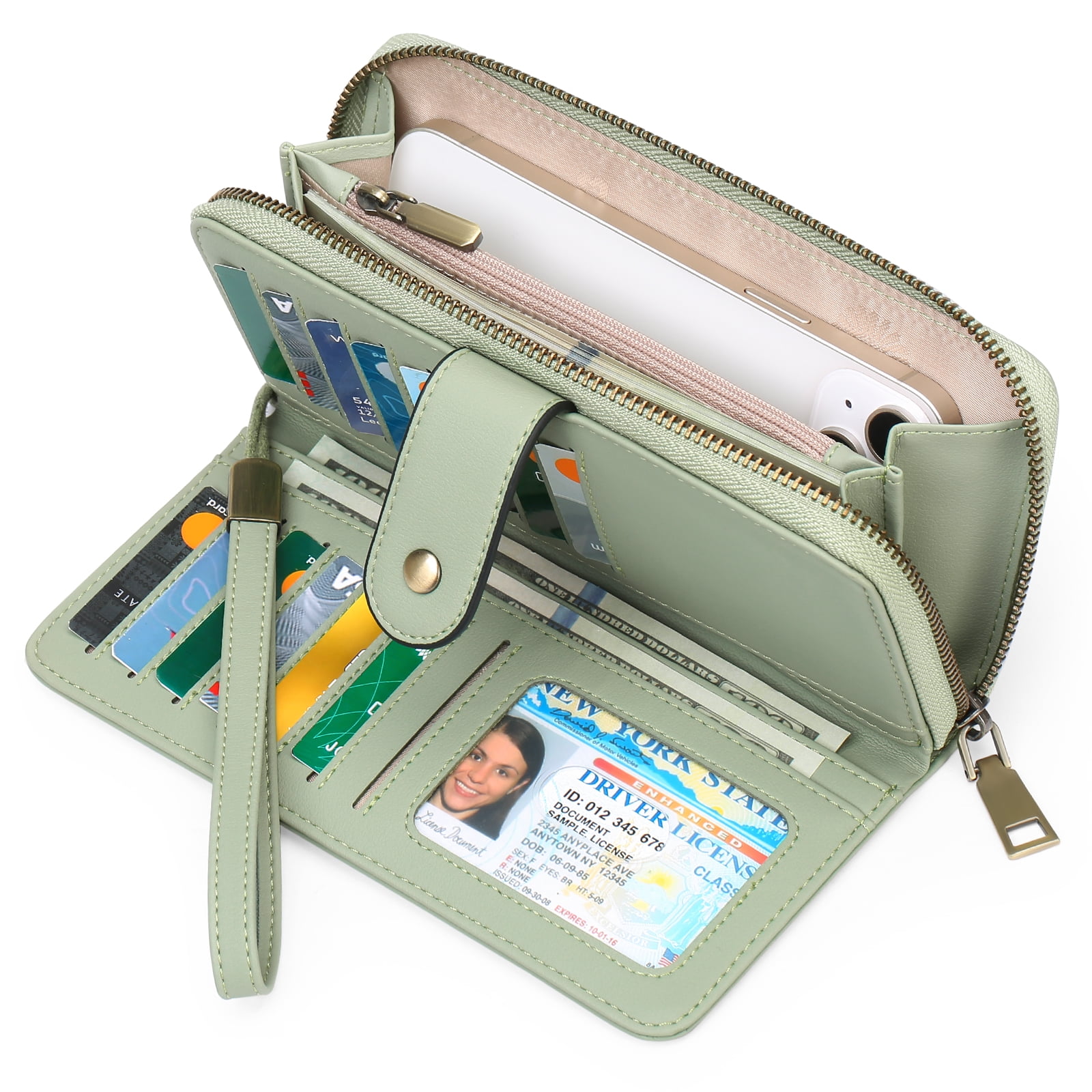 GAEKEAO Wallet for Women Clutch RFID Blocking Leather Wristlet Purse ...