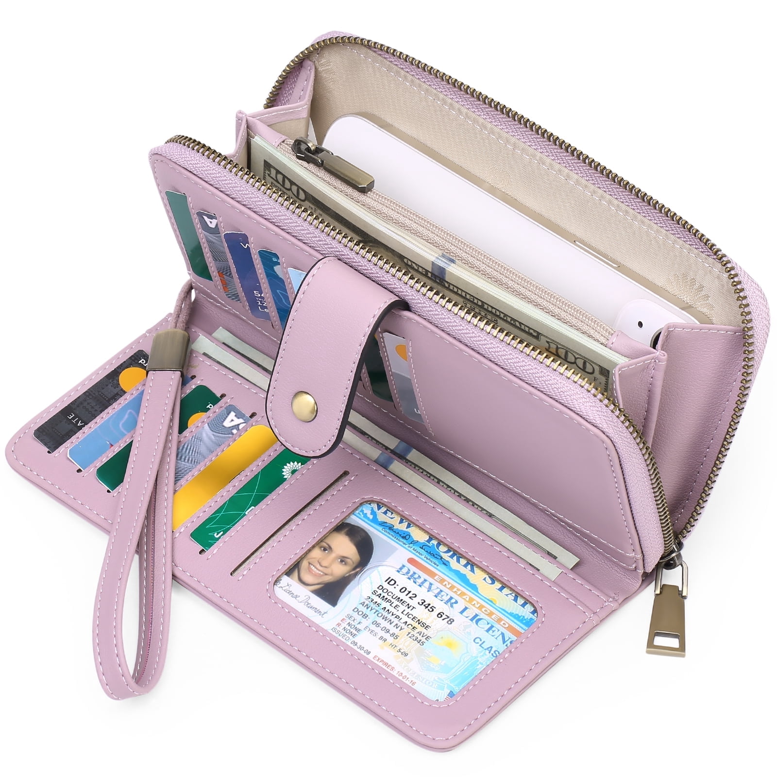 GAEKEAO Wallet for Women Clutch RFID Blocking Leather Wristlet Purse ...