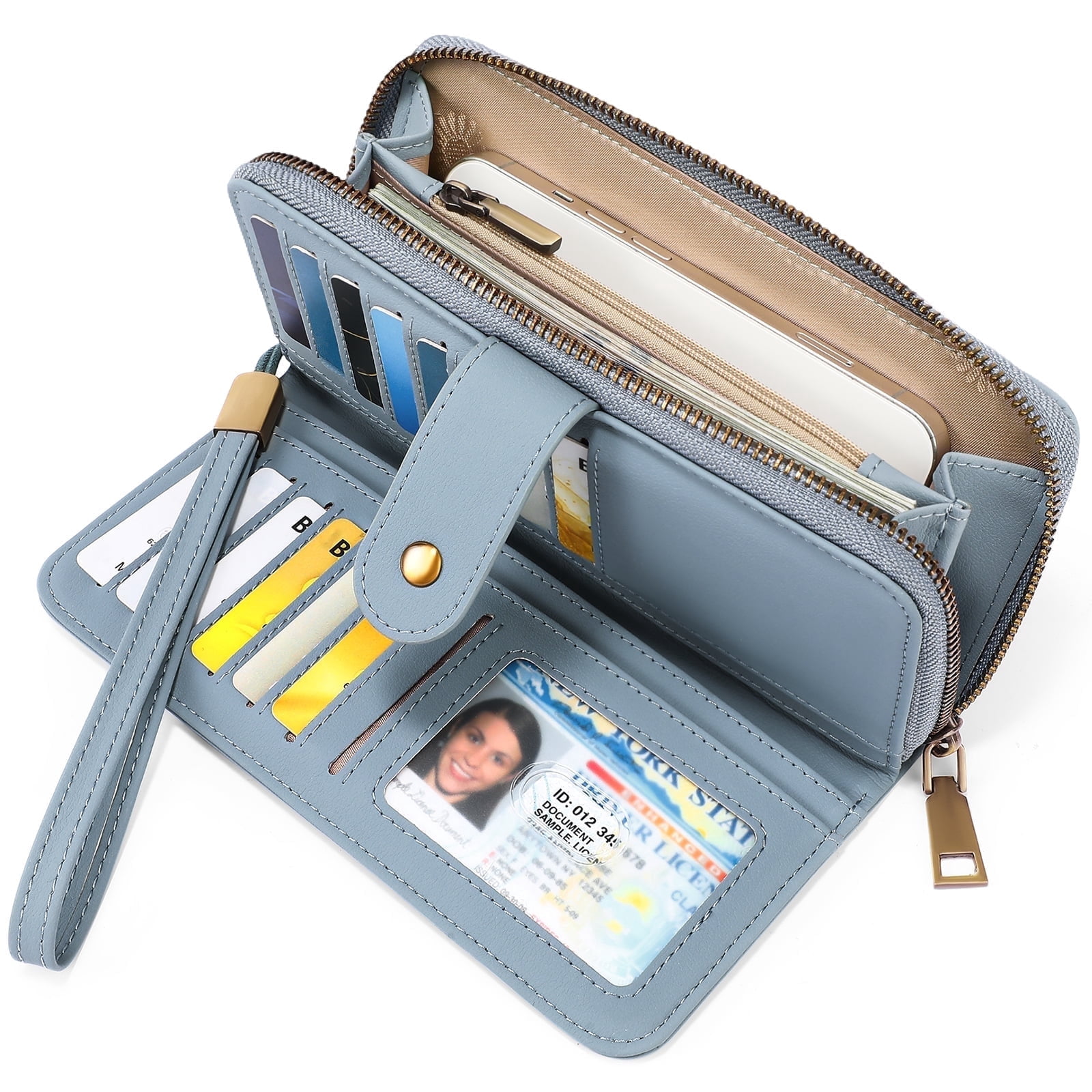 GAEKEAO Wallet for Women Clutch RFID Leather Wristlet Large Capacity ...