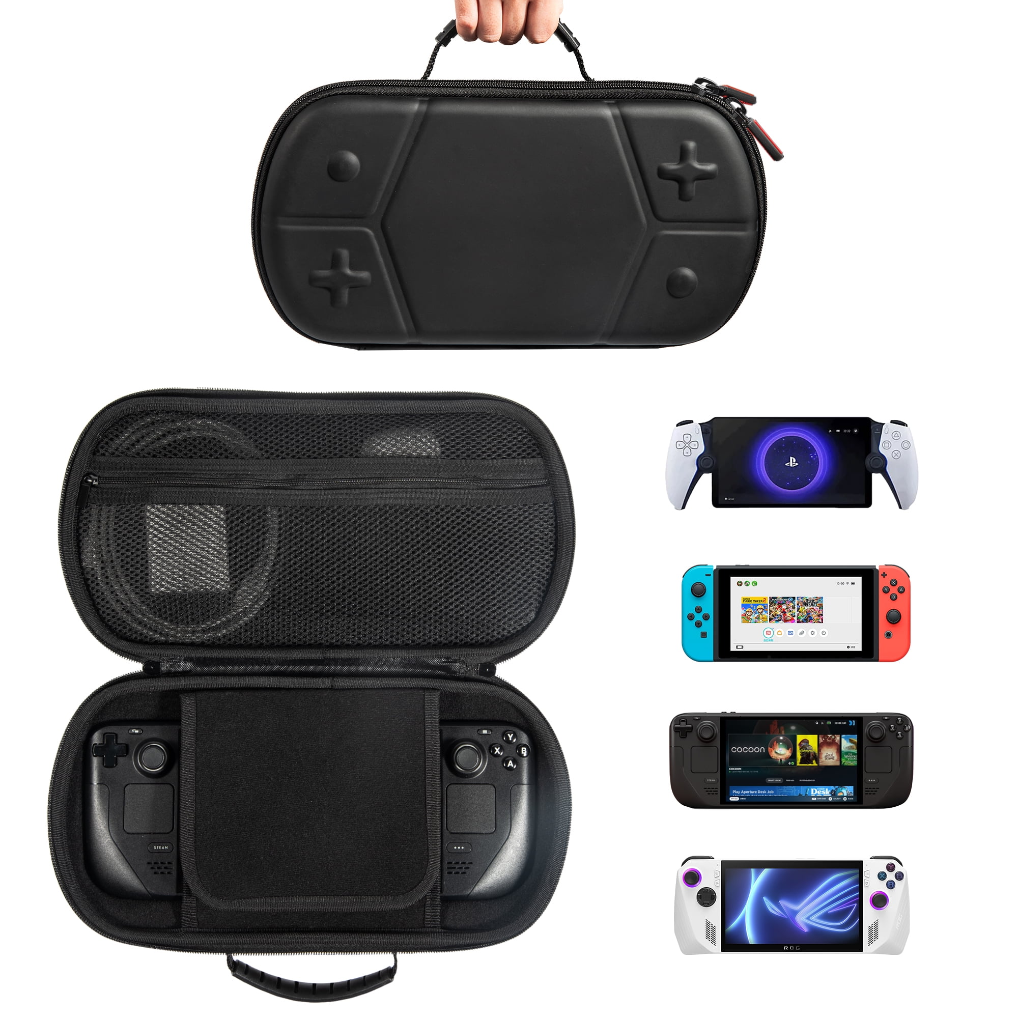 GAEKOL Carrying Case for Steam Deck/Switch/PS5 PORTAL/ROG Ally Handheld and Accessories, Storage ...