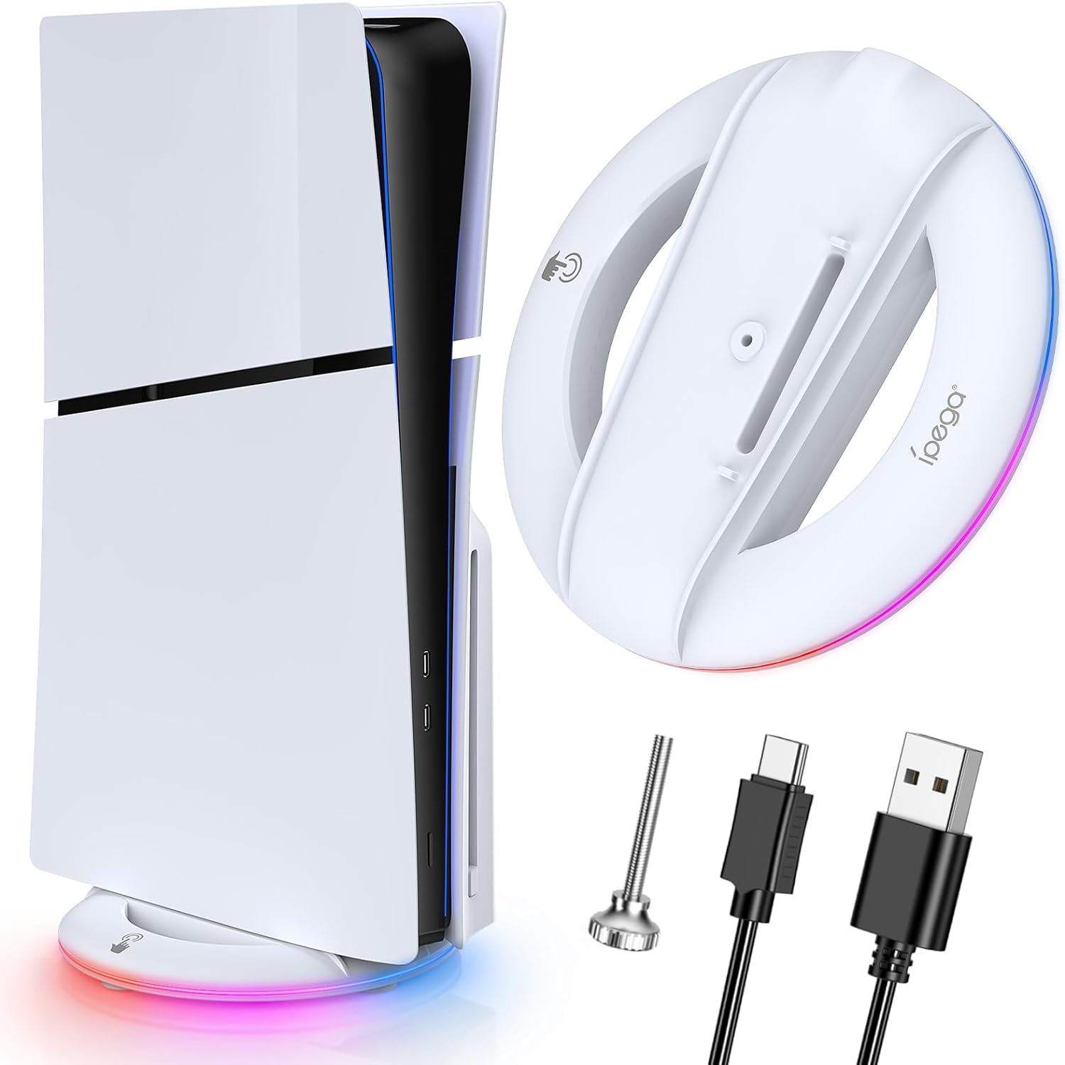 GAEKOL LED Vertical Stand for PS5 Slim 2023 Console Disc and Digital ...