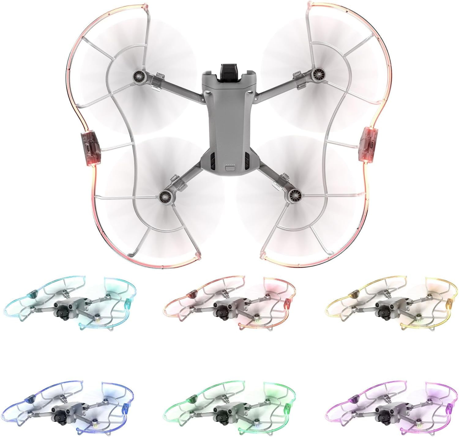 GAEKOL Mini 3 Pro Illuminated LED Propeller Guard, Quick Release Removable LED Propellers ...