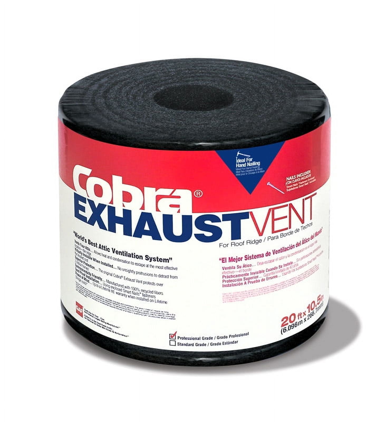GAF Cobra Rectangular Air Vent, 0.75 in. H X 10.5 in. W X 240 in. L ...