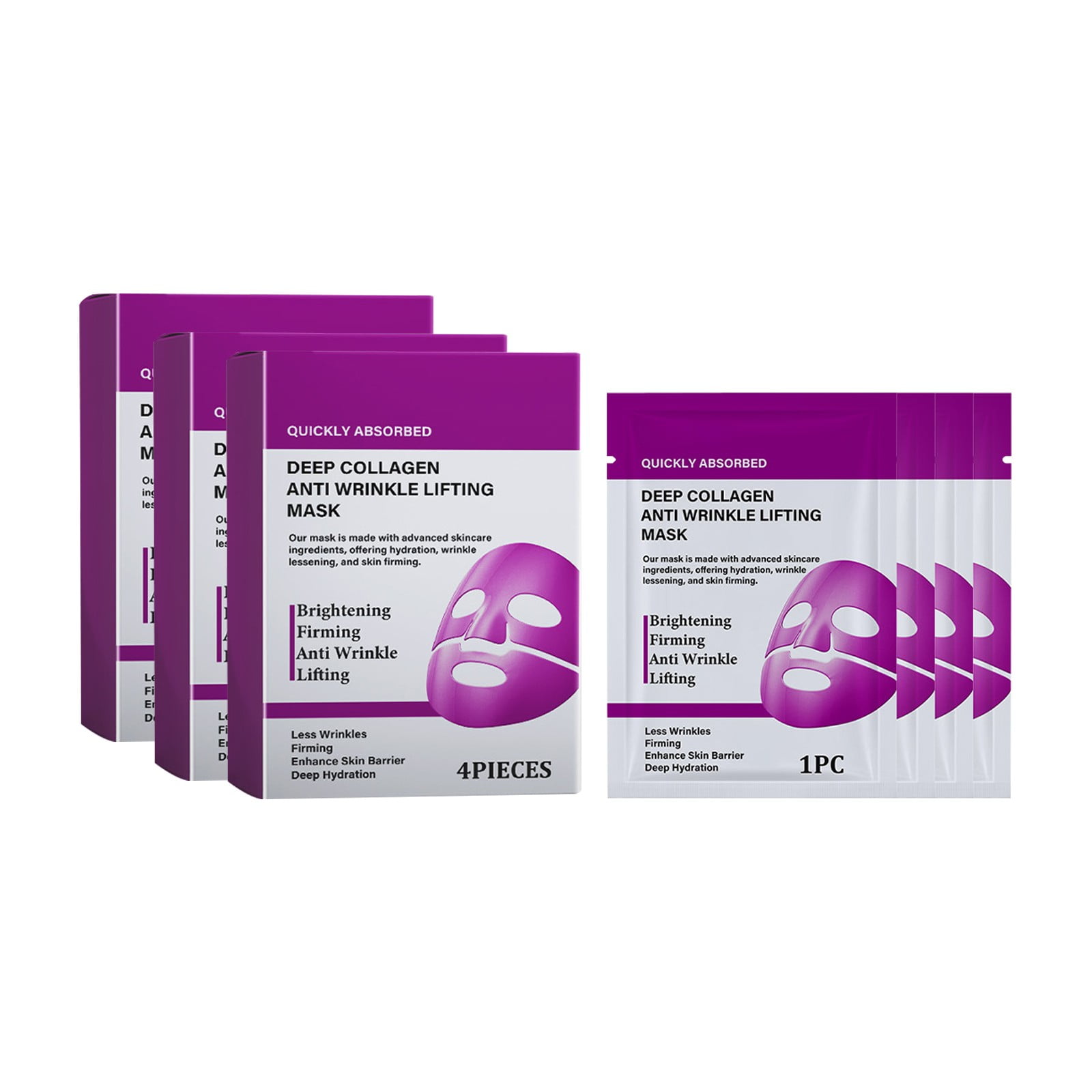 GAFRBALLV Deep Collagen Mask Anti Wrinkle Lifting Mask Purple Hydrogle ...
