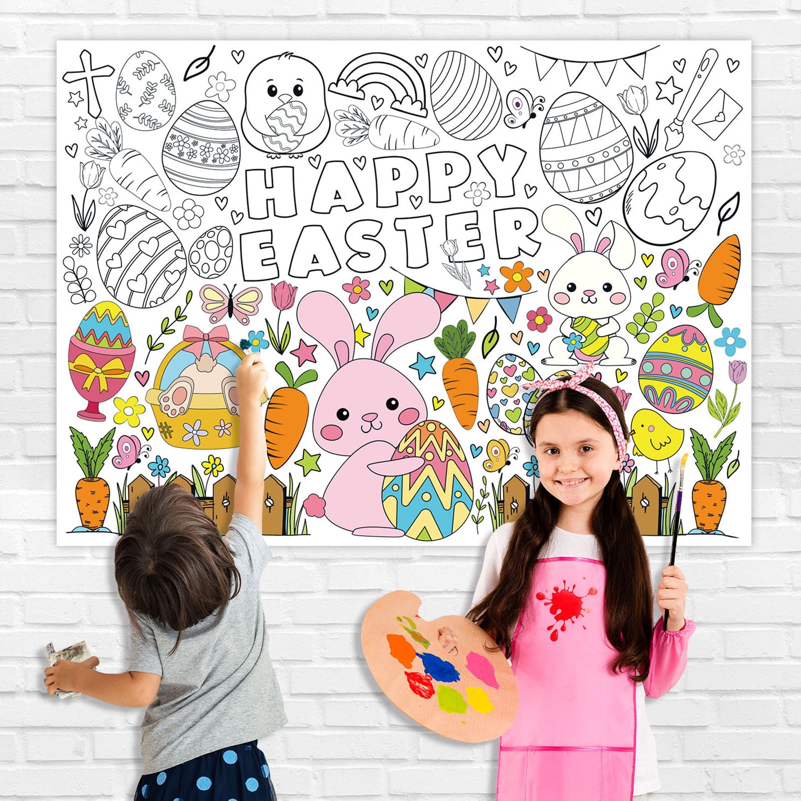 GAFRBALLV Best Easter Gift, Easter Coloring Poster, Happy Easter ...