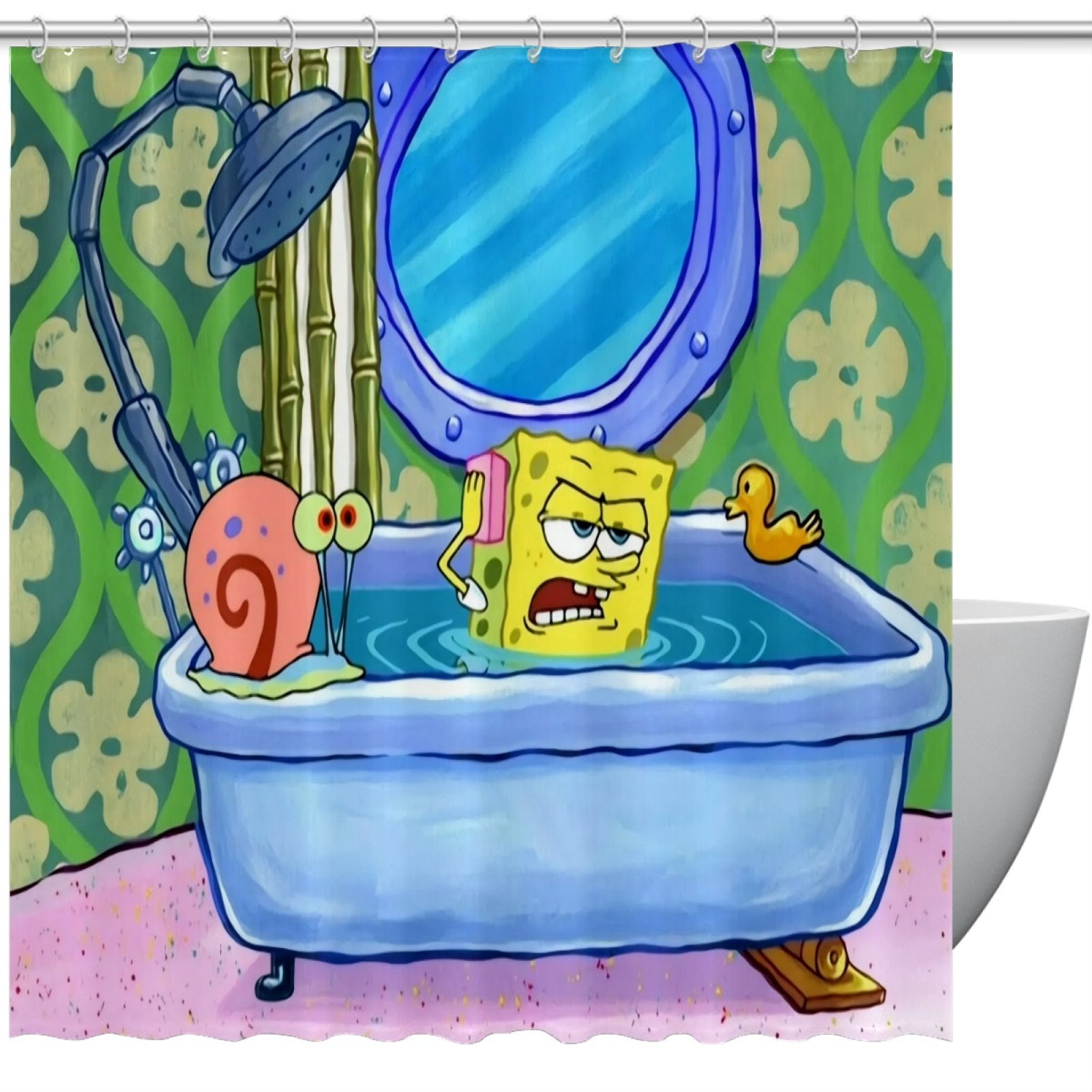 GAHKCL SpongeBob Printed Shower Curtain 72"x72" with 12 Hooks - Walmart.com