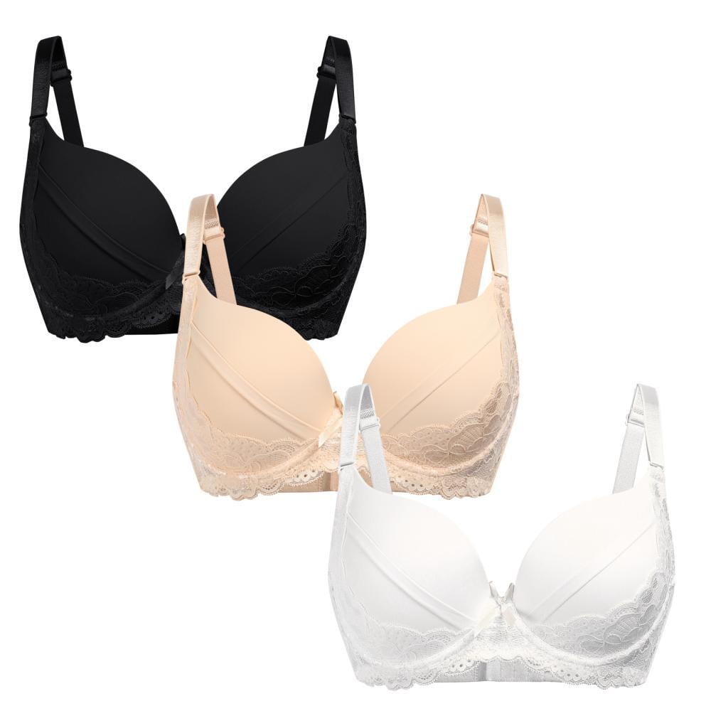GAI YI 34B Sexy Bras for Women 3 Pack Underwire Full Coverage Bra,white ...