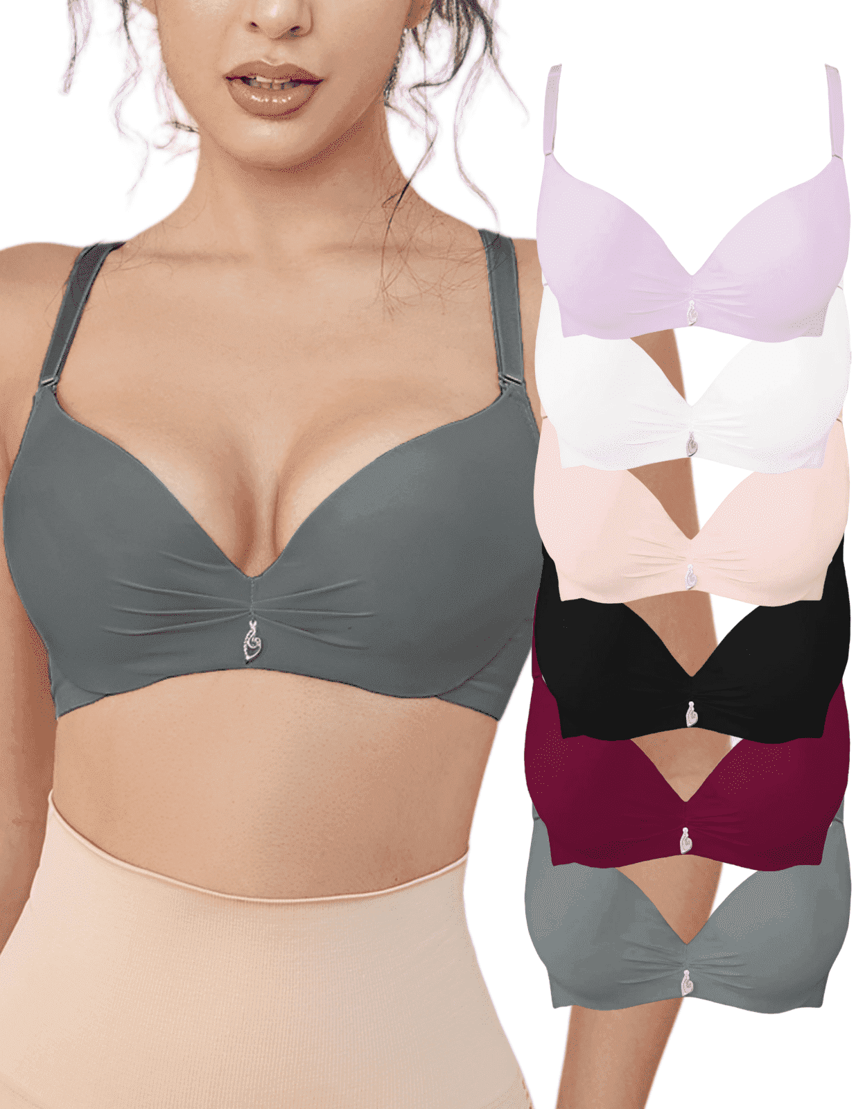 GAI YI 38B Bras for Women 6 Pack Underwire Full Coverage Bra, black lace bra,Everyday Bras with ...