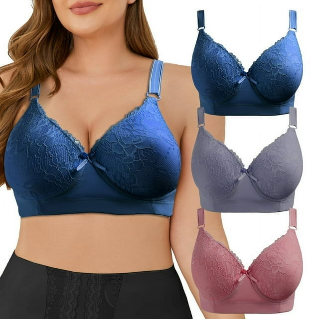 GAI YI 38D bra,everyday bras,push up underwire,back smoothing plus size bras for woman 3 pack ...