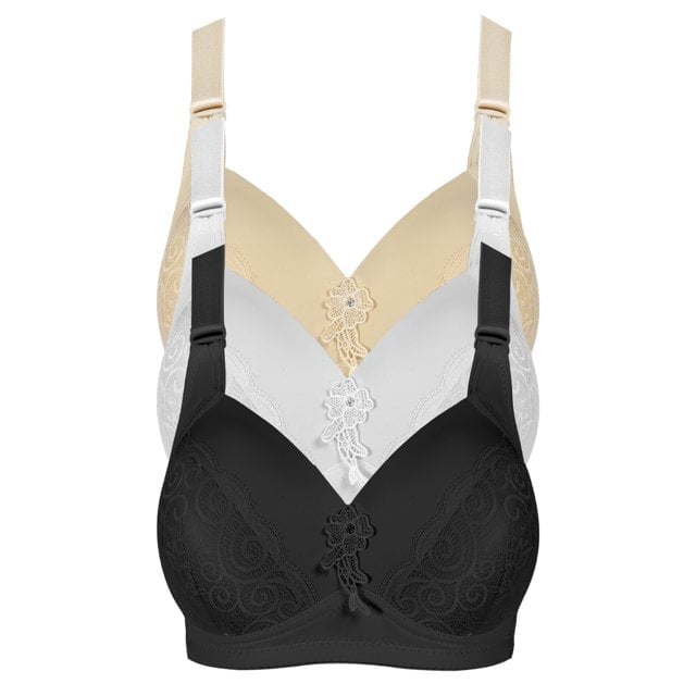 GAI YI No Wire Jacquard Bra Convertible Plunge Bra, Lace Light PaDed ...