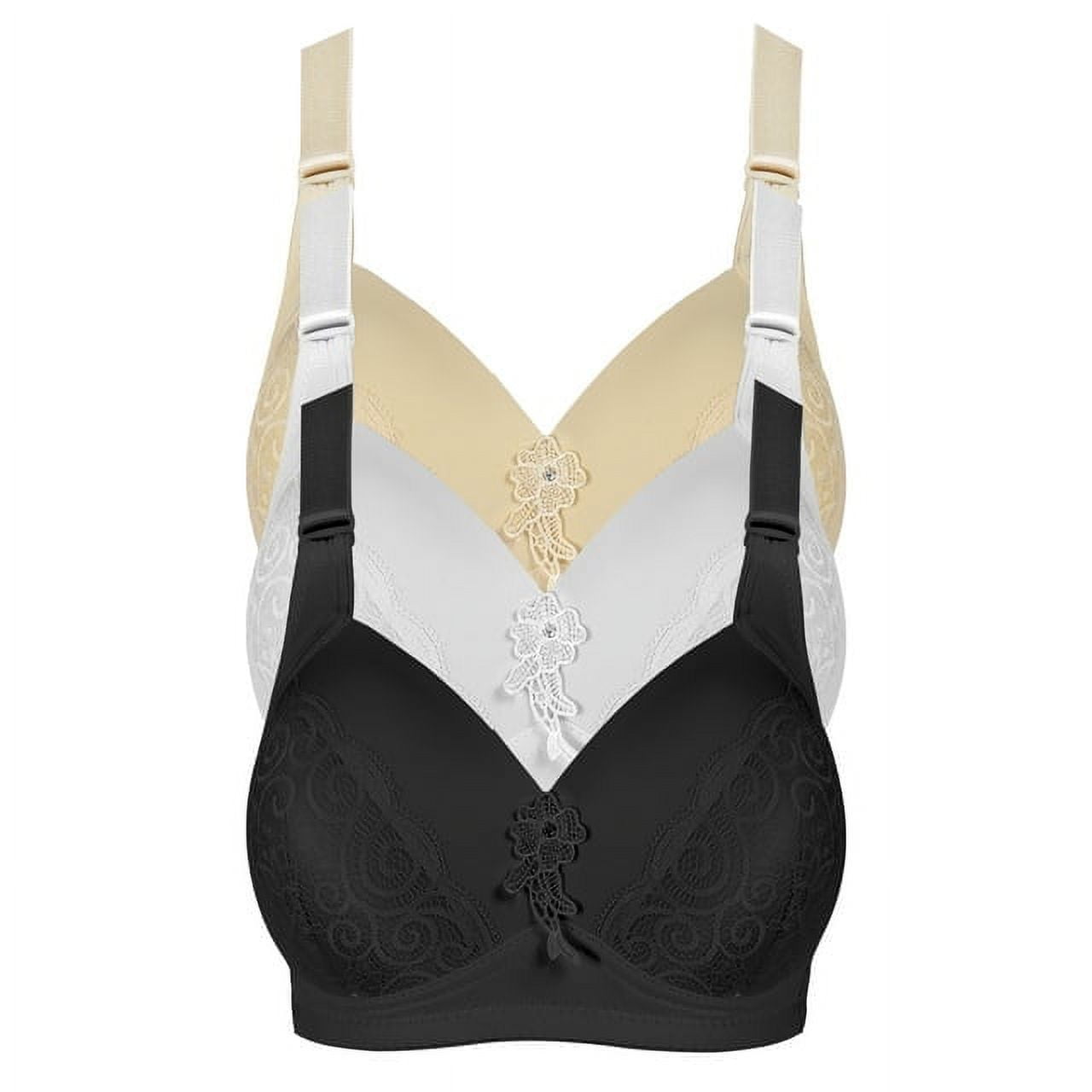 GAI YI No Wire Jacquard Bra Convertible Plunge Bra, Lace Light Padded ...