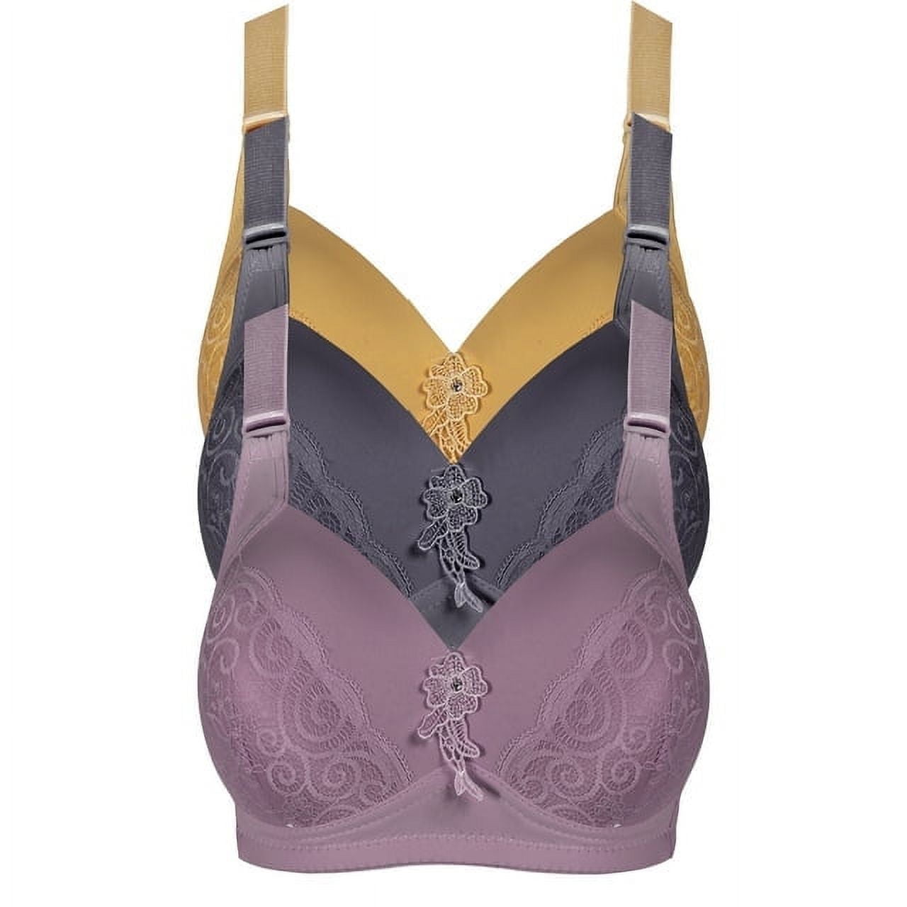 GAI YI No Wire Jacquard Bra Convertible Plunge Bra, Lace Light Padded ...