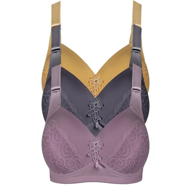 GAI YI No Wire Jacquard Bra Convertible Plunge Bra, Lace Light Padded ...