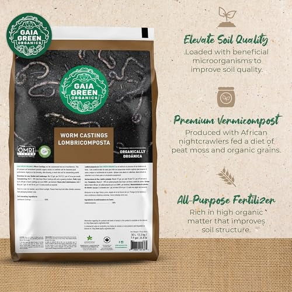 GAIA GREEN 30L Worm Castings Powder, Soil & Plant Fertilizer for Urban ...