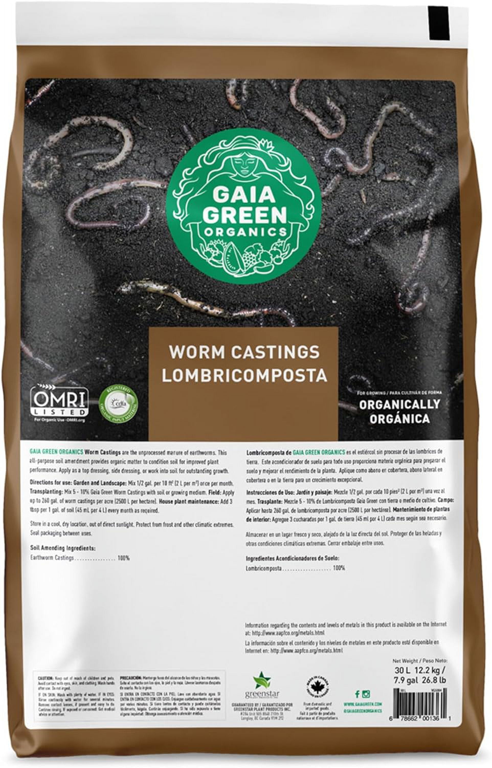 GAIA GREEN 30L Worm Castings Powder, Soil & Plant Fertilizer for Urban ...