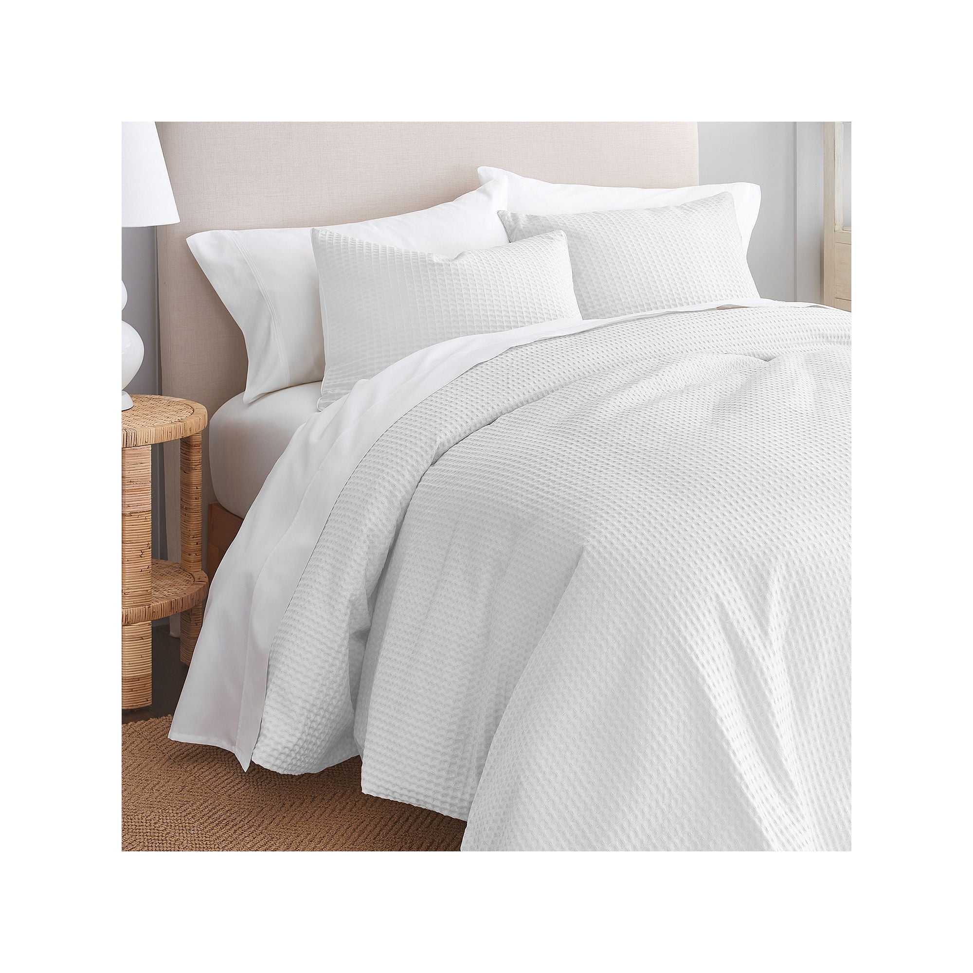GAIAM® Relax Organic Cotton Waffle 3pc Comforter Set, King, White ...