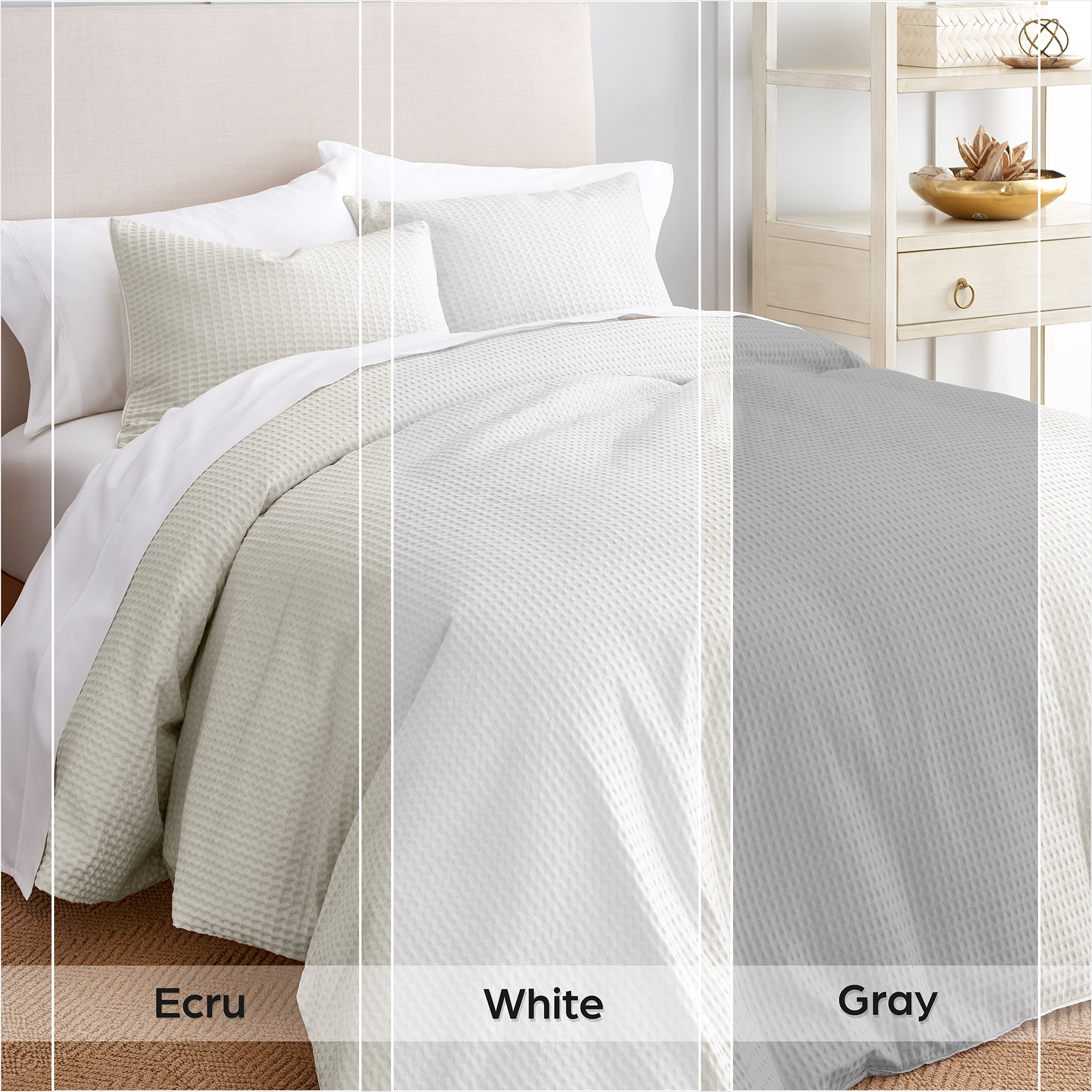 GAIAM® Relax Bedding Set: Organic Cotton Waffle 3pc Comforter, Queen ...