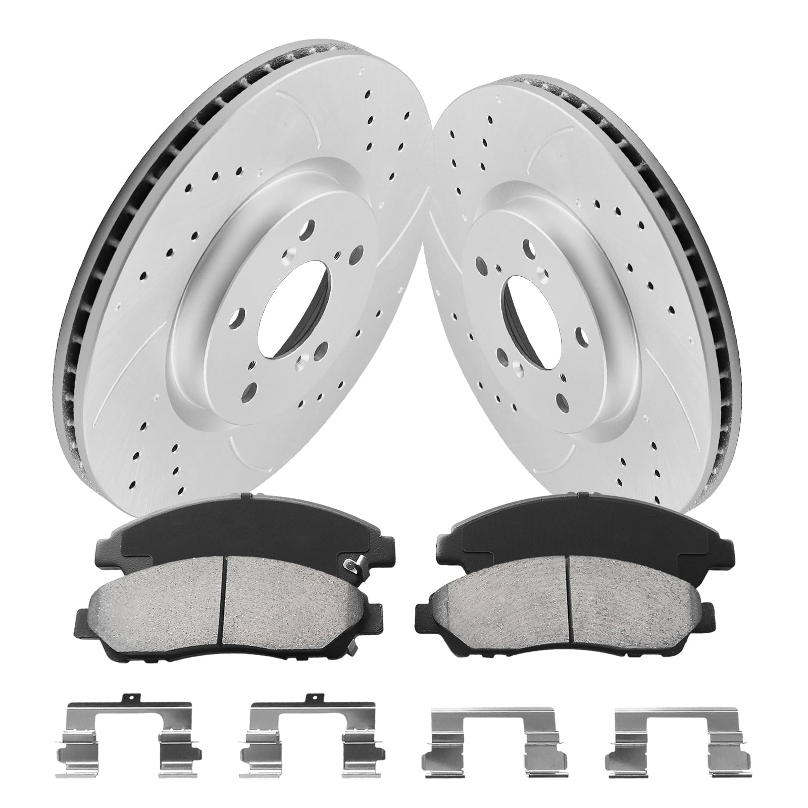 GAIASURGE Front Brake Kit, Drilled Disc Brake Rotors & Ceramic Brake ...