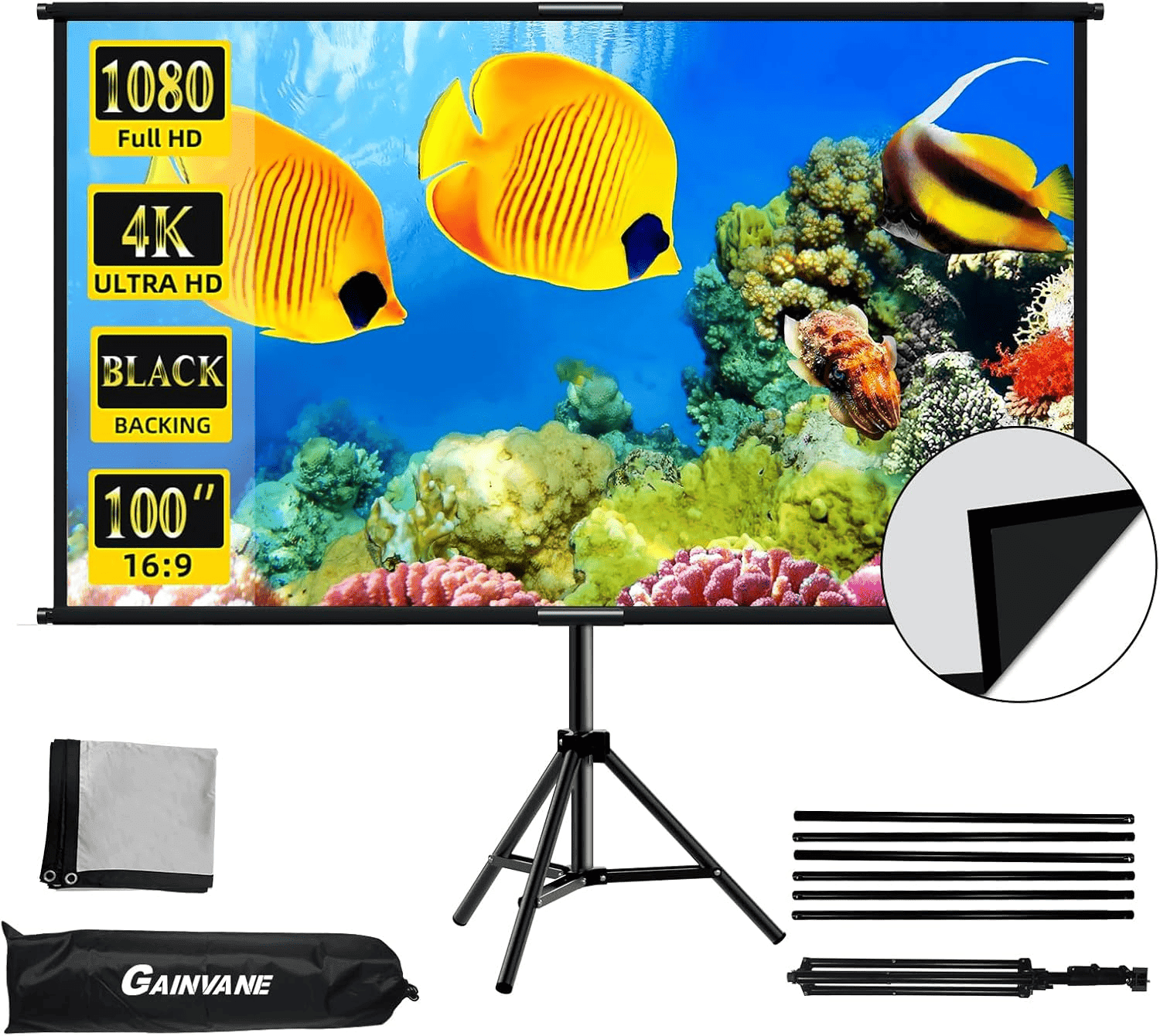 Toot shadow Portable Projector Screen Stand Tripod 100 inch,Indoor ...