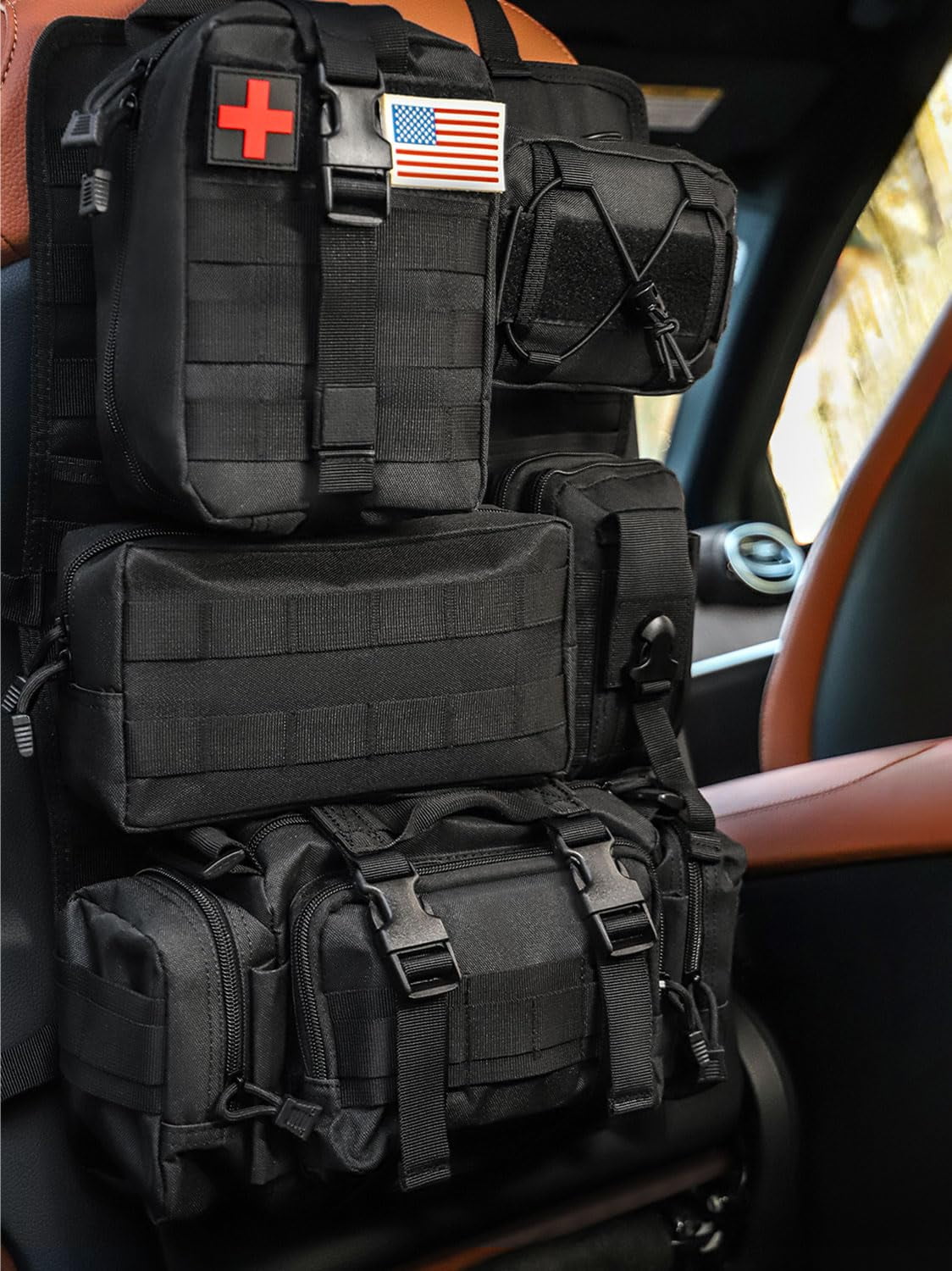 GAIZON Universal Tactical Car Seat Back Organizer, Tactical Car Storage ...
