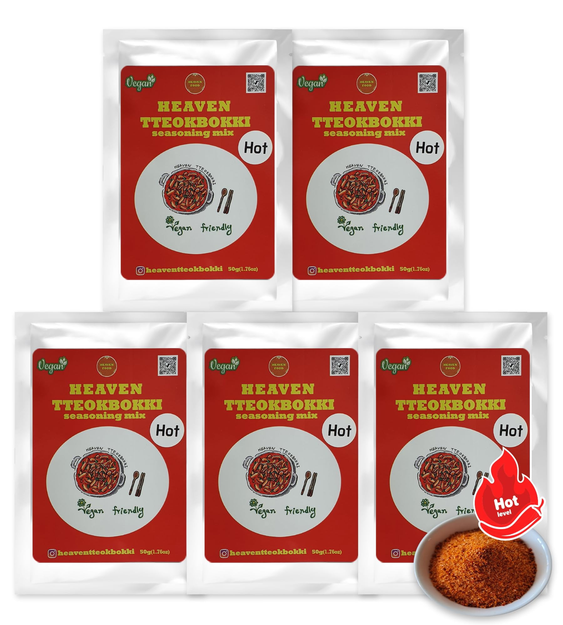 GAJAHEAVEN Korean Tteokbokki Seasoning AIF4 Mix - 5 Pack Korean Hot ...