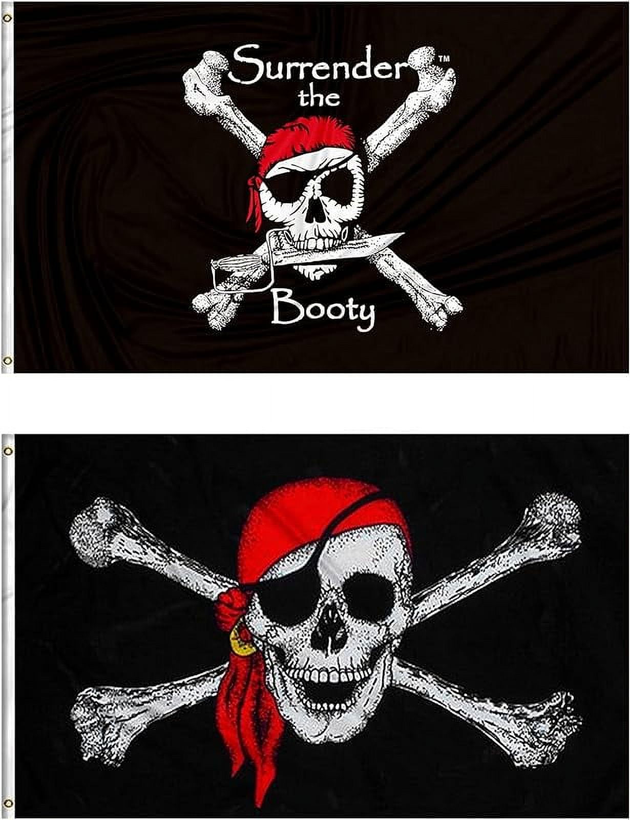 GAKA 3x5 FT Pirate Flags Cross Knife Flag and Jolly Roger (Red Scarf ...