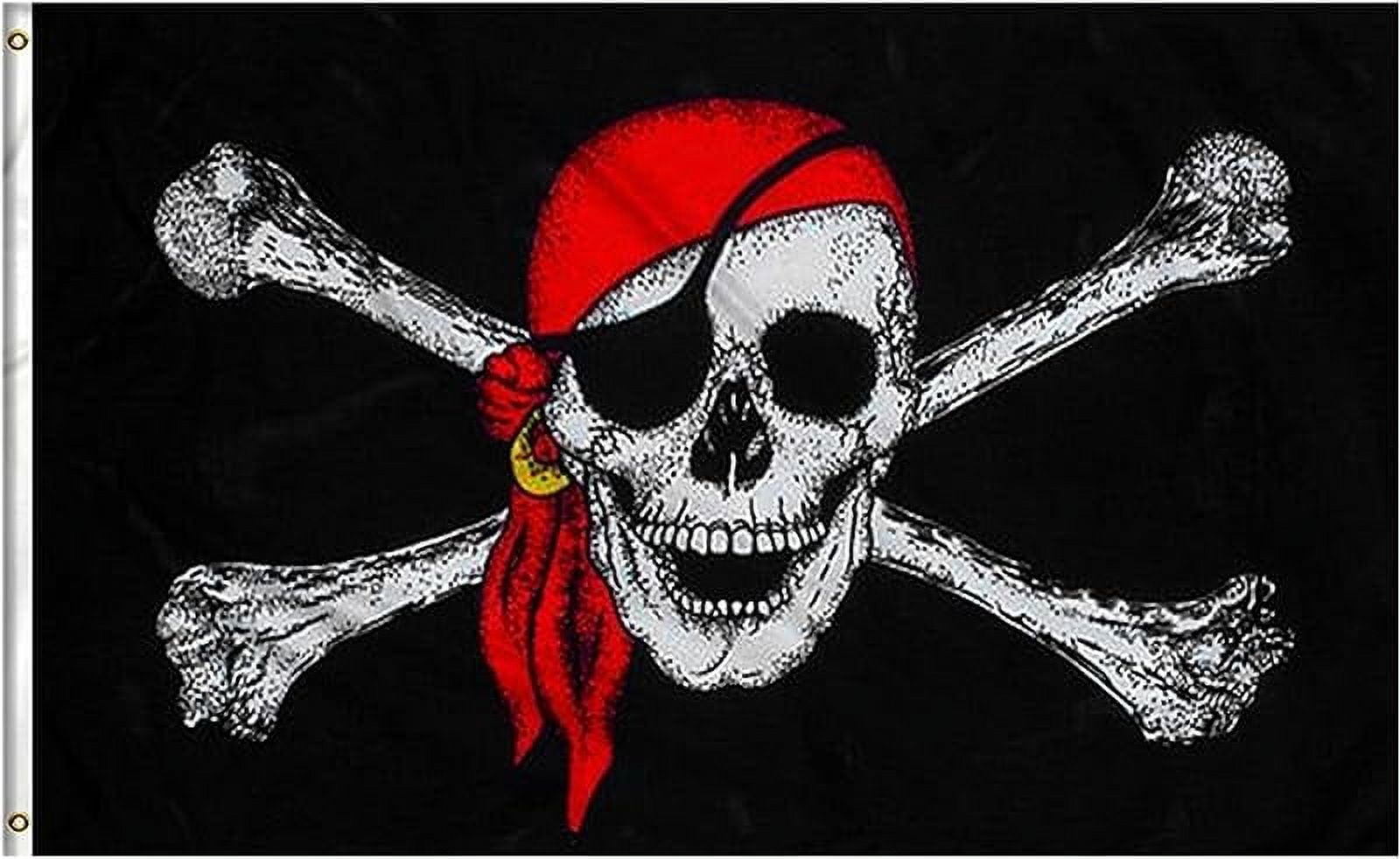 GAKA 3x5 FT Pirate Flags Cross Knife Flag and Jolly Roger (Red Scarf ...