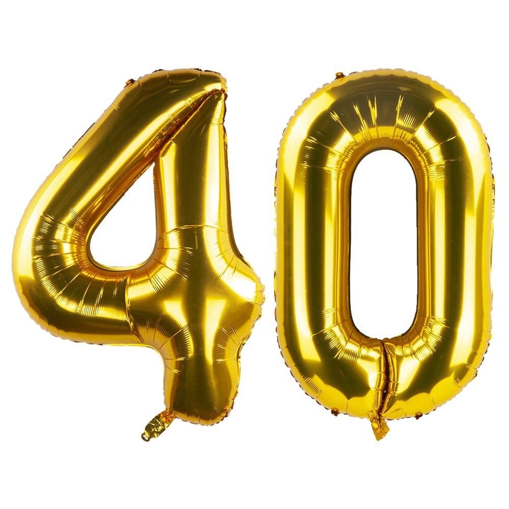 GAKA 40 Inch Gold ZS23 40th Birthday Number Balloons 40 Foil Mylar ...