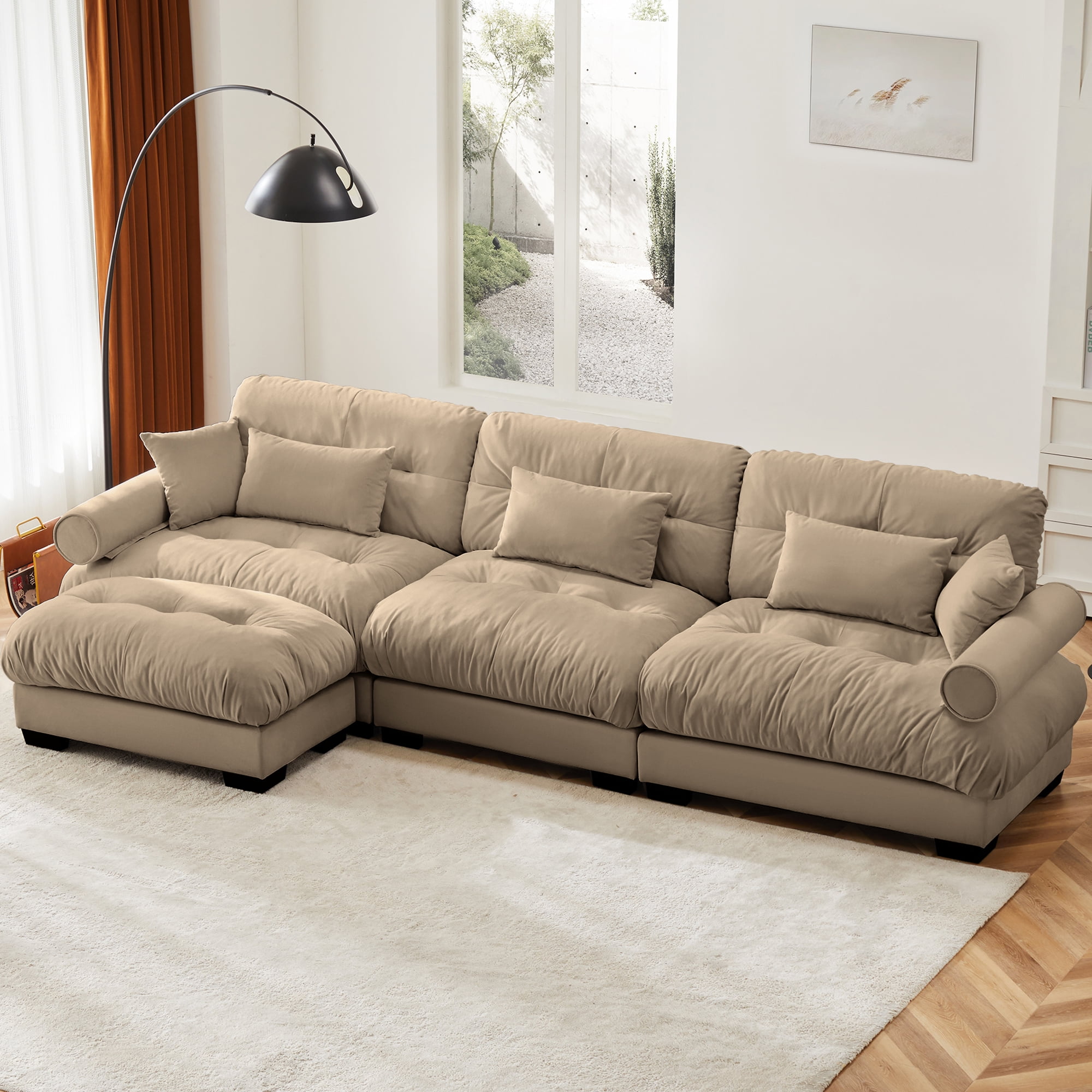 GAKMCIL 130" Loveseat Sofa, 3 Seater Modular Sectional Sofa, Large U ...