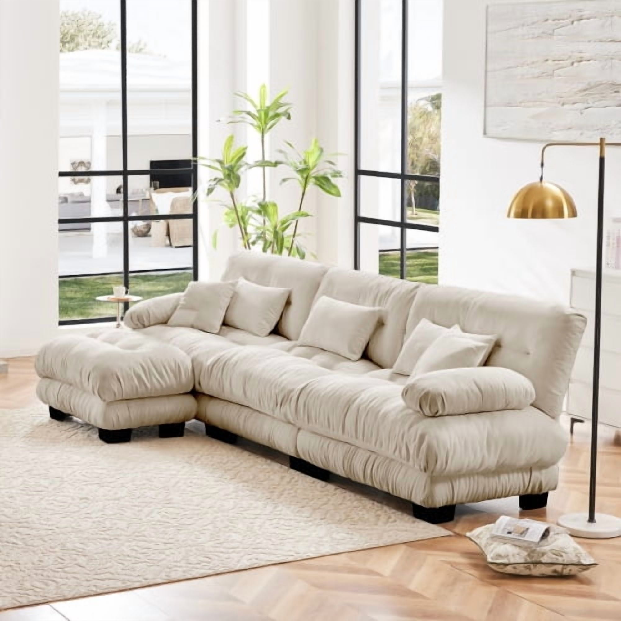 GAKMCIL 133.8" Loveseat Sofa, 3 Seater Modular Sectional Sofa, Large L ...