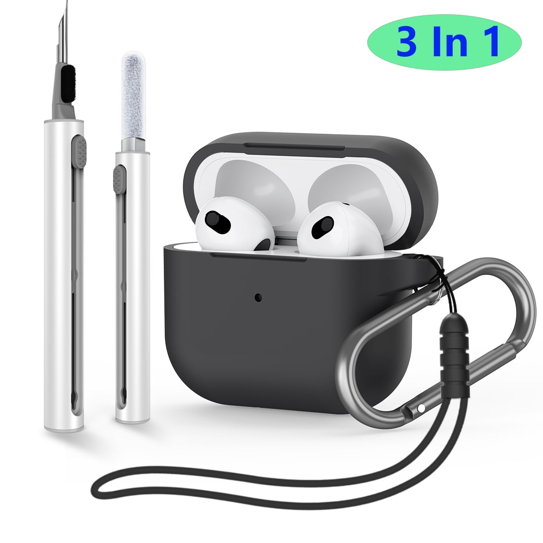 GALAFOKI AirPods 3 Case, Shockproof Silicone, Durable Black Cover ...