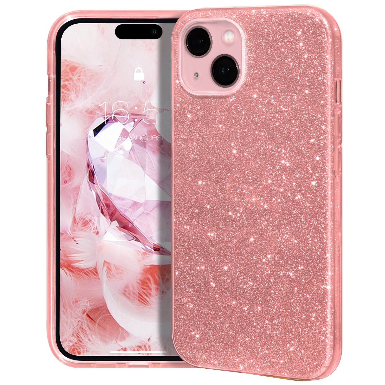 Galaprox Bling Sparkle Iphone 15 Case Stylish Glitter Cute Protective Cover Pink