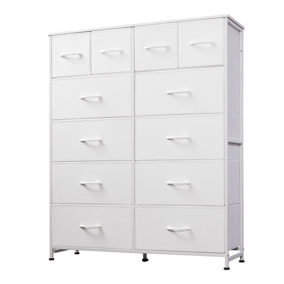 GALAXHERO 12-Drawer Tall Fabric Dresser with Wood Top and Steel Frame ...