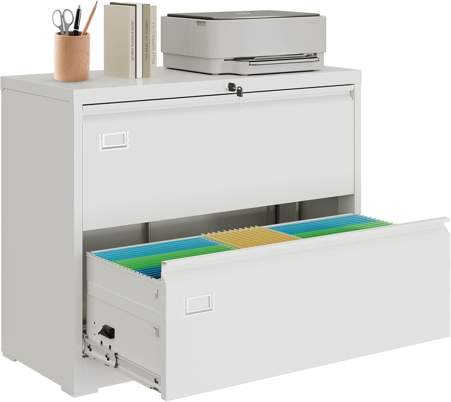 GALAXHERO 2 Drawer Lateral File Cabinet with Lock, 35" Wide Metal ...