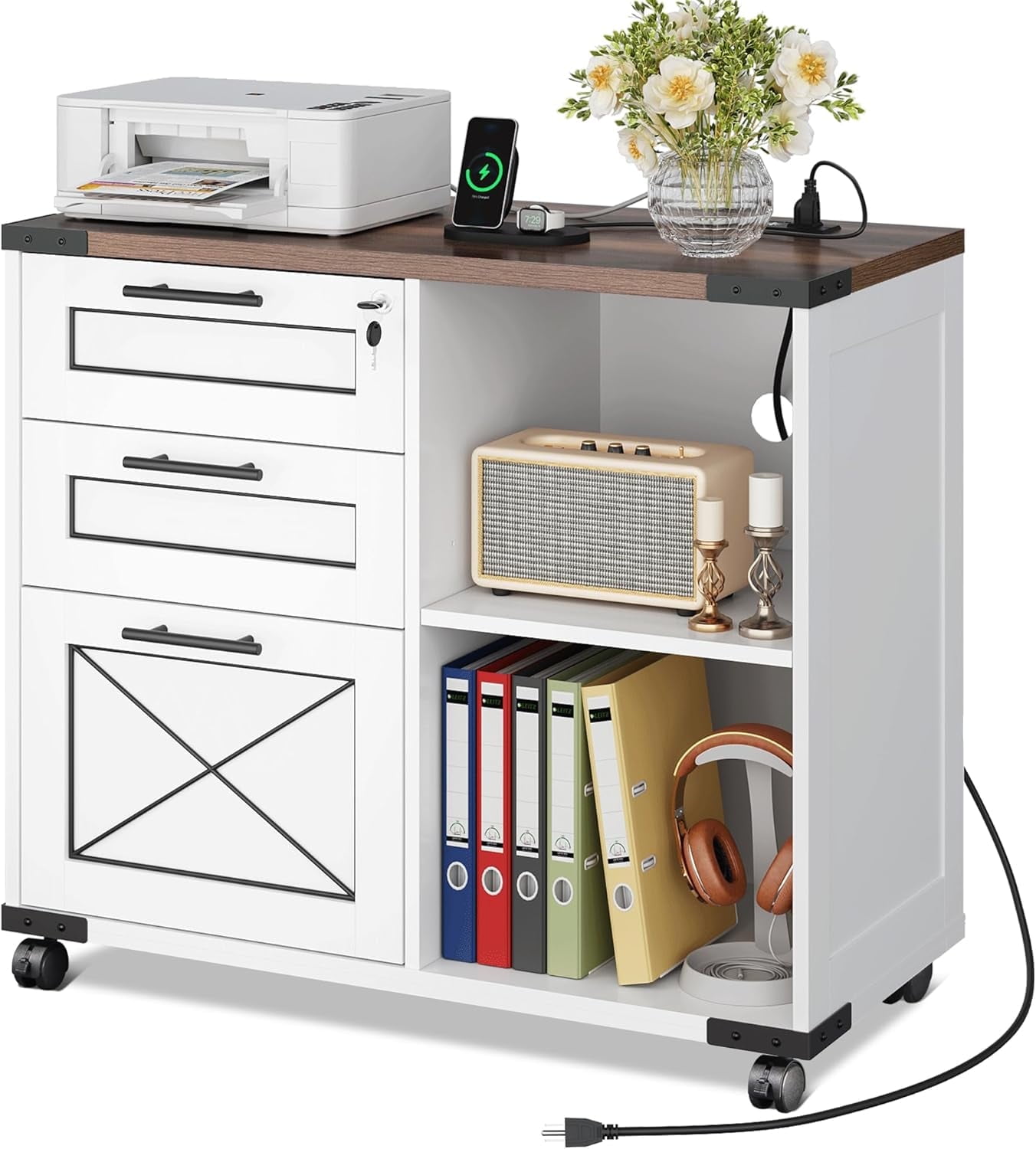 GALAXHERO 3-Drawer Locking File Cabinet, Wood Filing Cabinets with ...