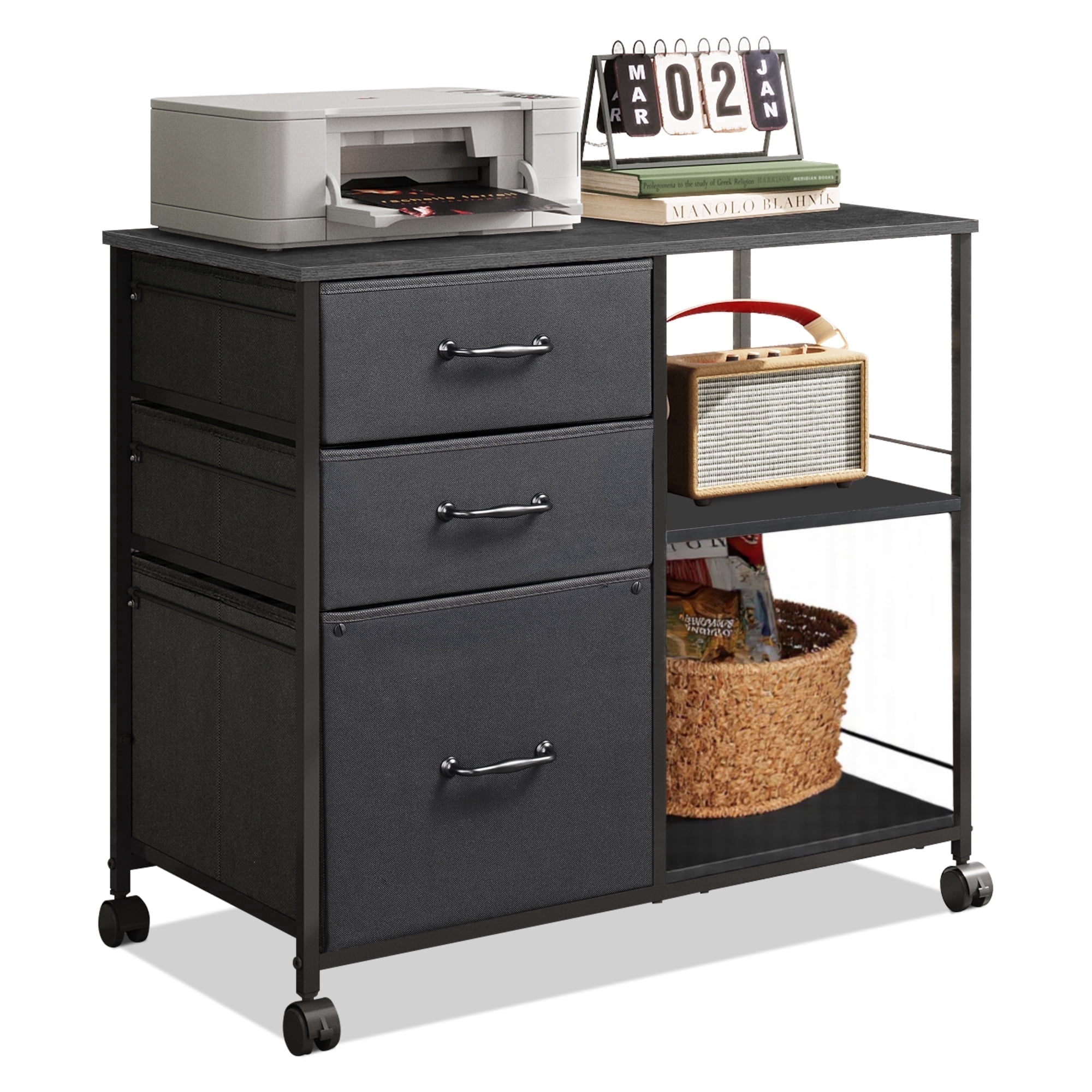 GALAXHERO 3 Drawer File Cabinets, Mobile Printer Stand with Storage ...