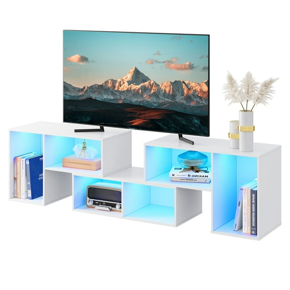 TV Stand up to 70 Inch TV, 63" Entertainment Center with LED, TV Media ...