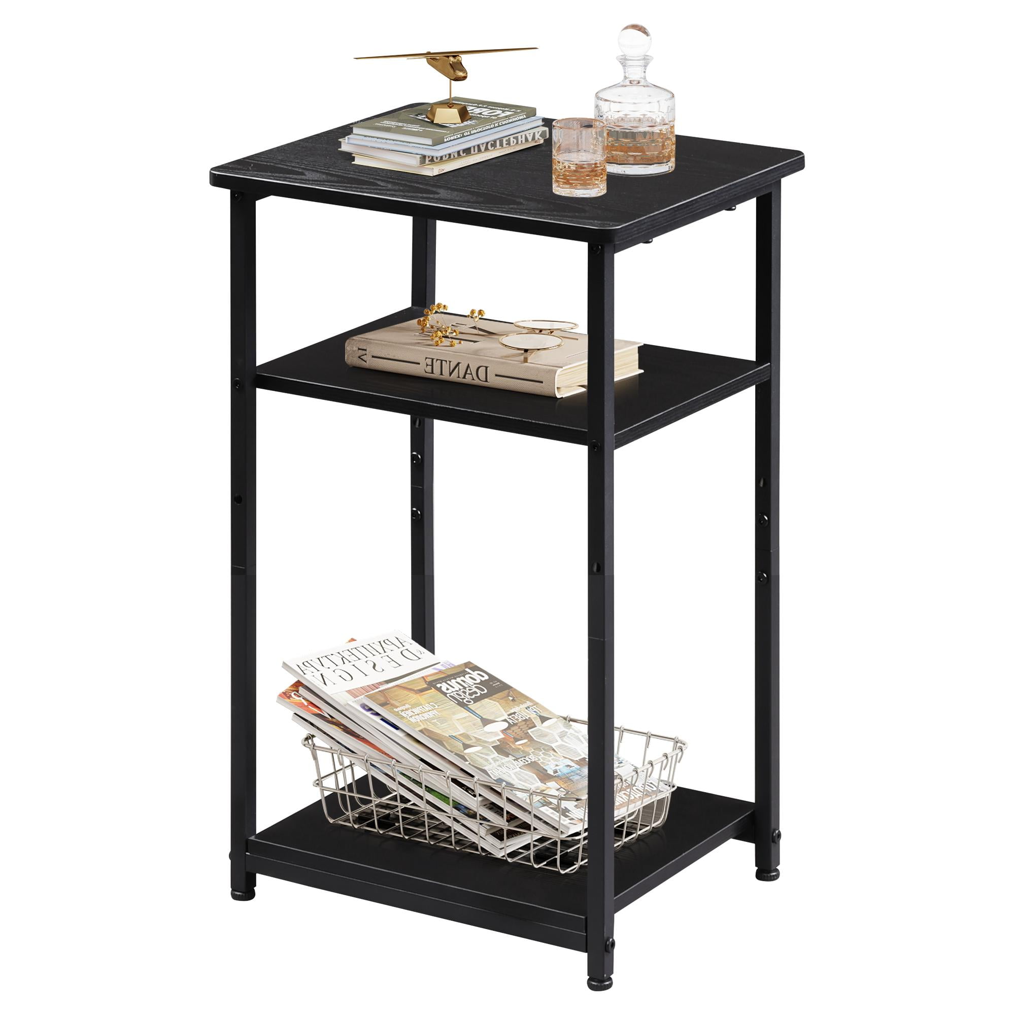 GALAXHERO End Table, 3-Tier Black Side Tables Living Room, Bedroom ...