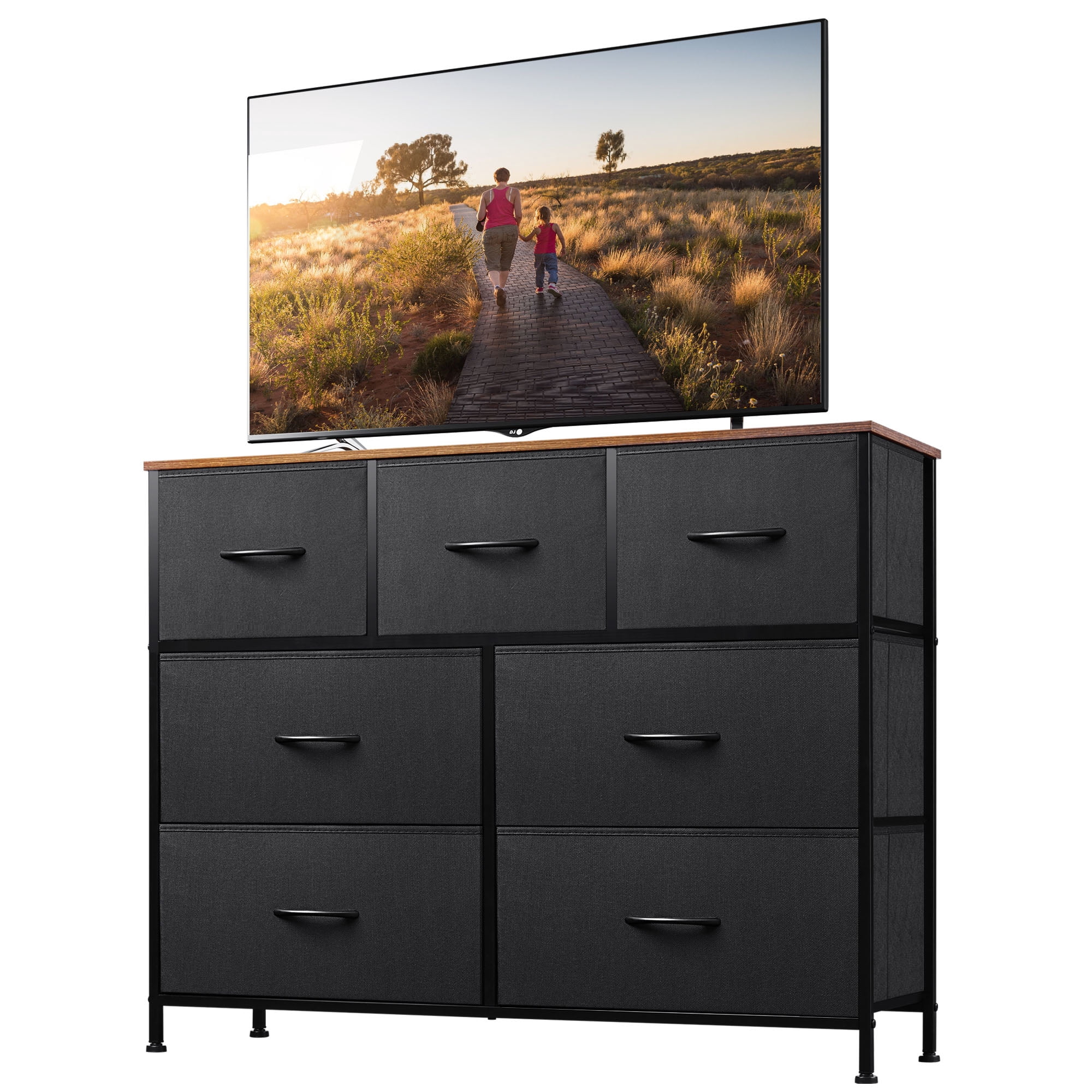 GALAXHERO Entertainment Center, 7-Drawer Dresser, Media Console Table ...